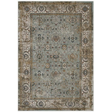 Modway Atara Distressed Vintage Medallion 5x8 Area Rug in Teal and ...