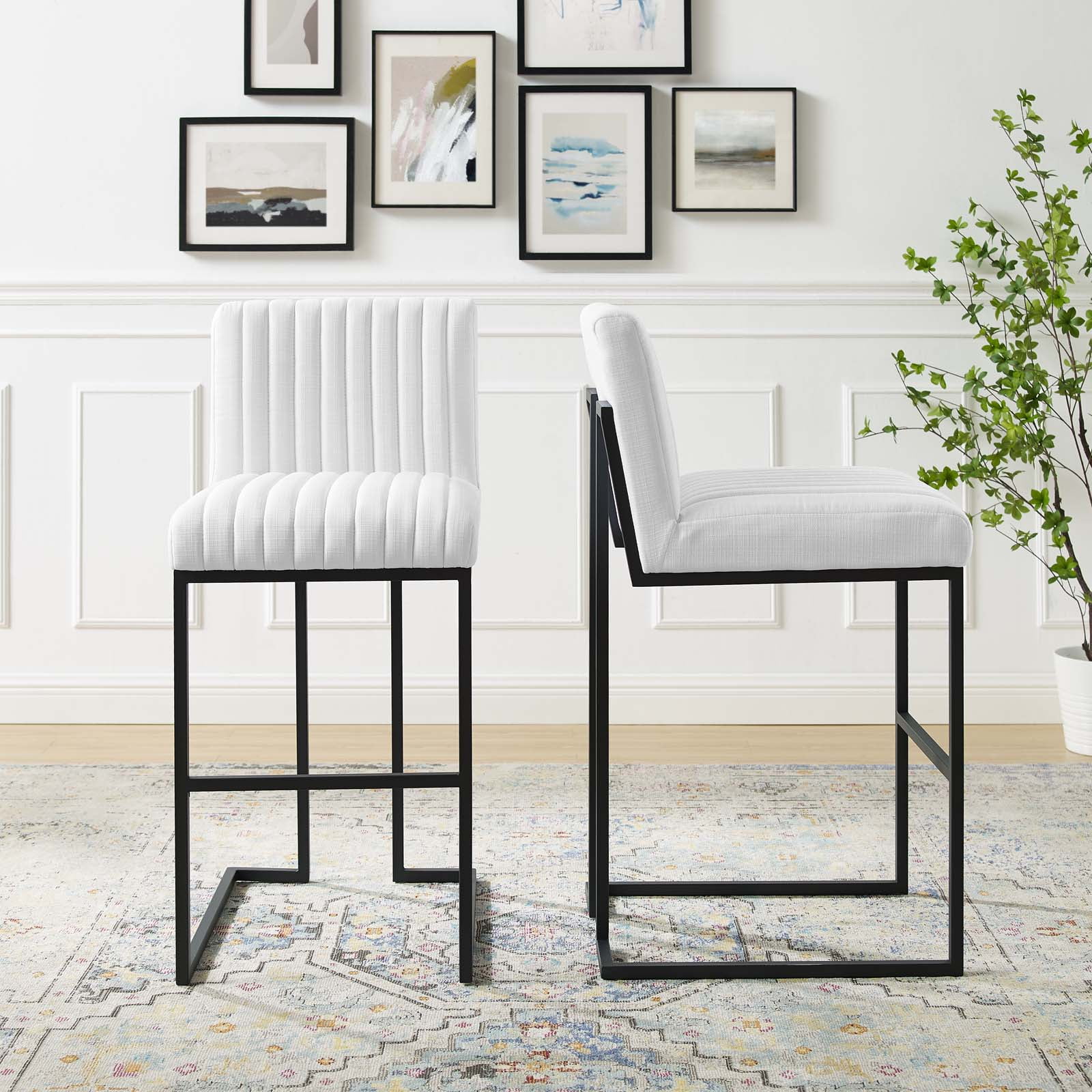 "Modway Indulge 30"" Upholstered Counter Height Bar Stool in White (Set ...