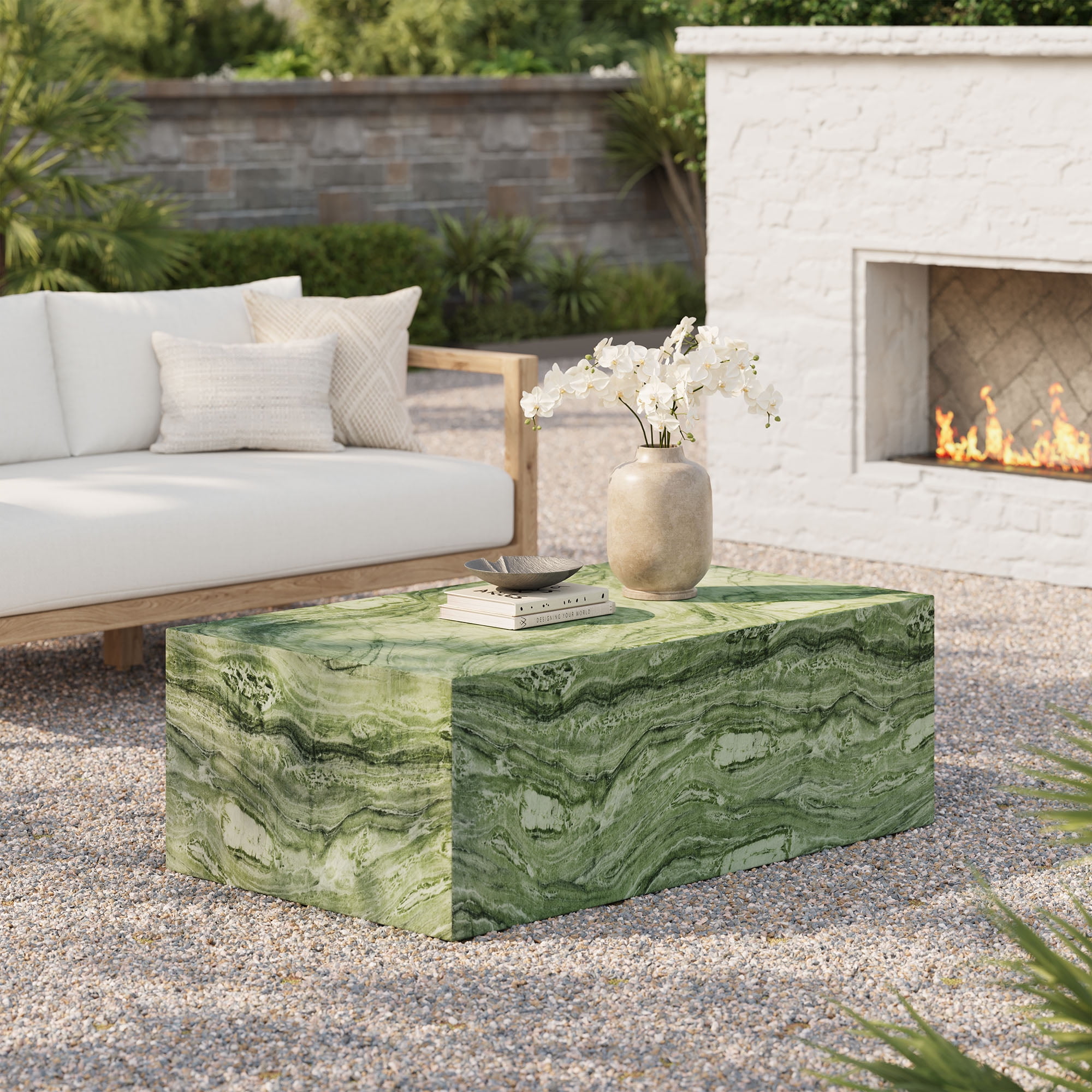 Modway Jordana Square Plinth Indoor - Outdoor Patio Concrete Coffee ...