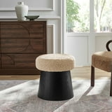 Ketra Round Faux Shearling Ottoman Footstool in Oatmeal Black - Walmart.com