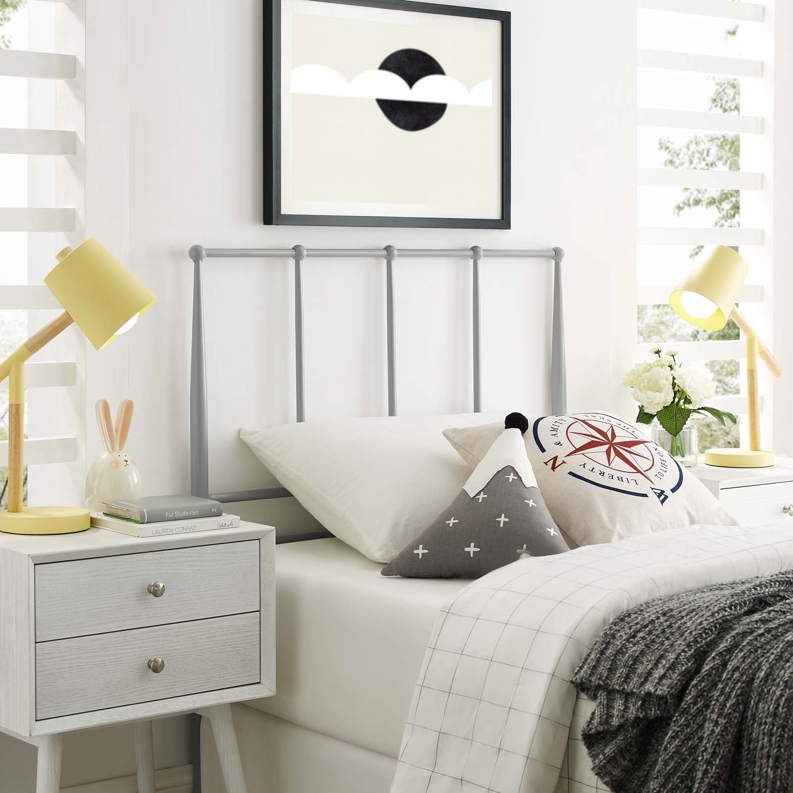 Modway Kiana Twin Metal Stainless Steel Headboard in Gray - Walmart.com