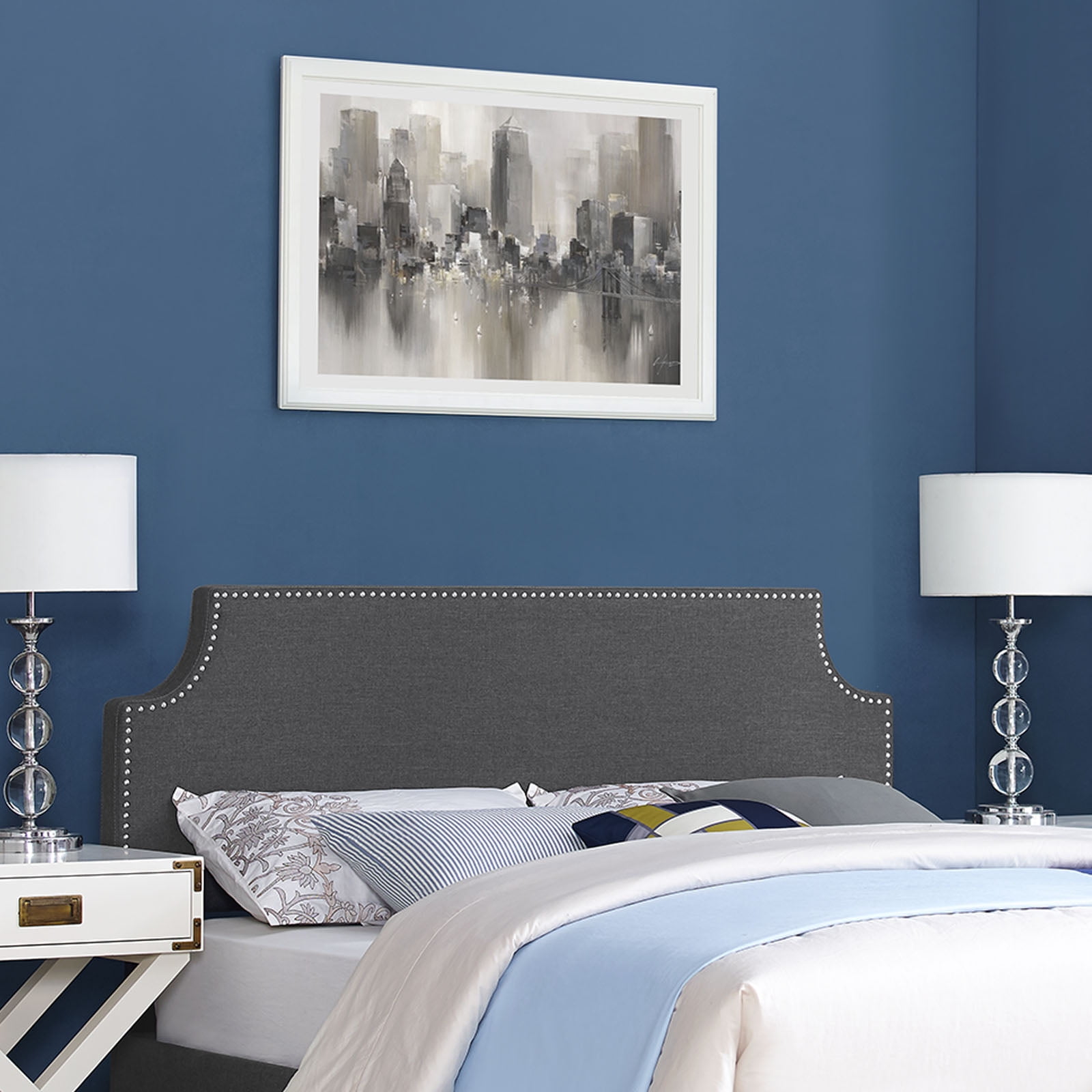 Modway Laura Nail Button Accent Headboard, Multiple Sizes and Colors ...