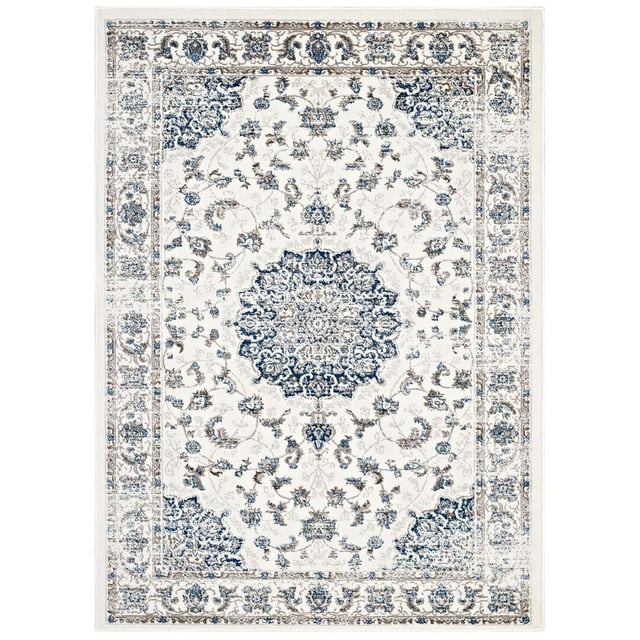 Modway Lilja Distressed Vintage Persian Medallion 8x10 Area Rug in ...