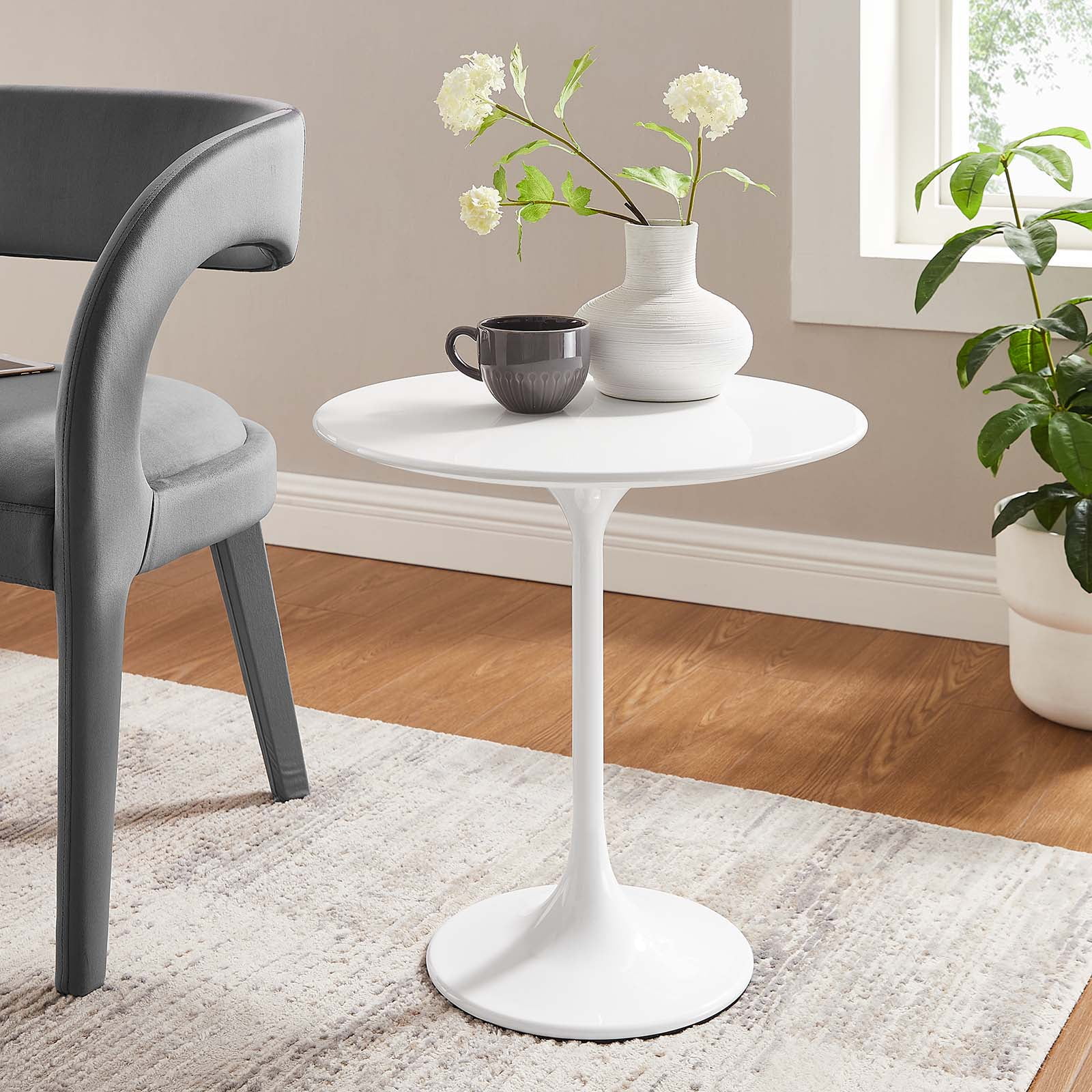 "Modway Lippa 20"" Round White Accent End Table" - Walmart.com