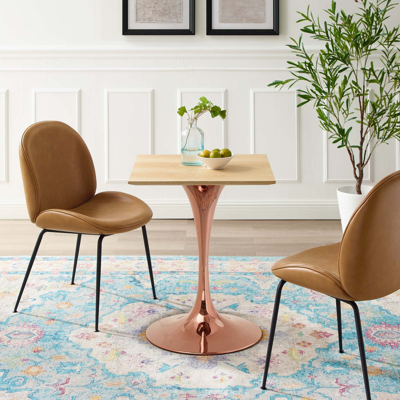 Modway Lippa 24" Square Wood Dining Table - Rose Natural - Walmart.com
