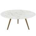 Modway Lippa 36" Round Artificial Marble Coffee Table with Tripod Base ...