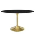 Modway Lippa 54" Oval Artificial Marble Dining Table in Gold Black ...