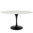 Modway Lippa 60" Oval Artificial Marble Dining Table in Black White ...