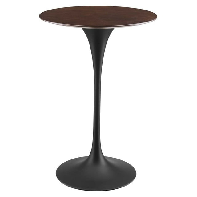 Modway Lippa Round 28" Wood Grain Mid-Century Modern Bar Table in Black ...