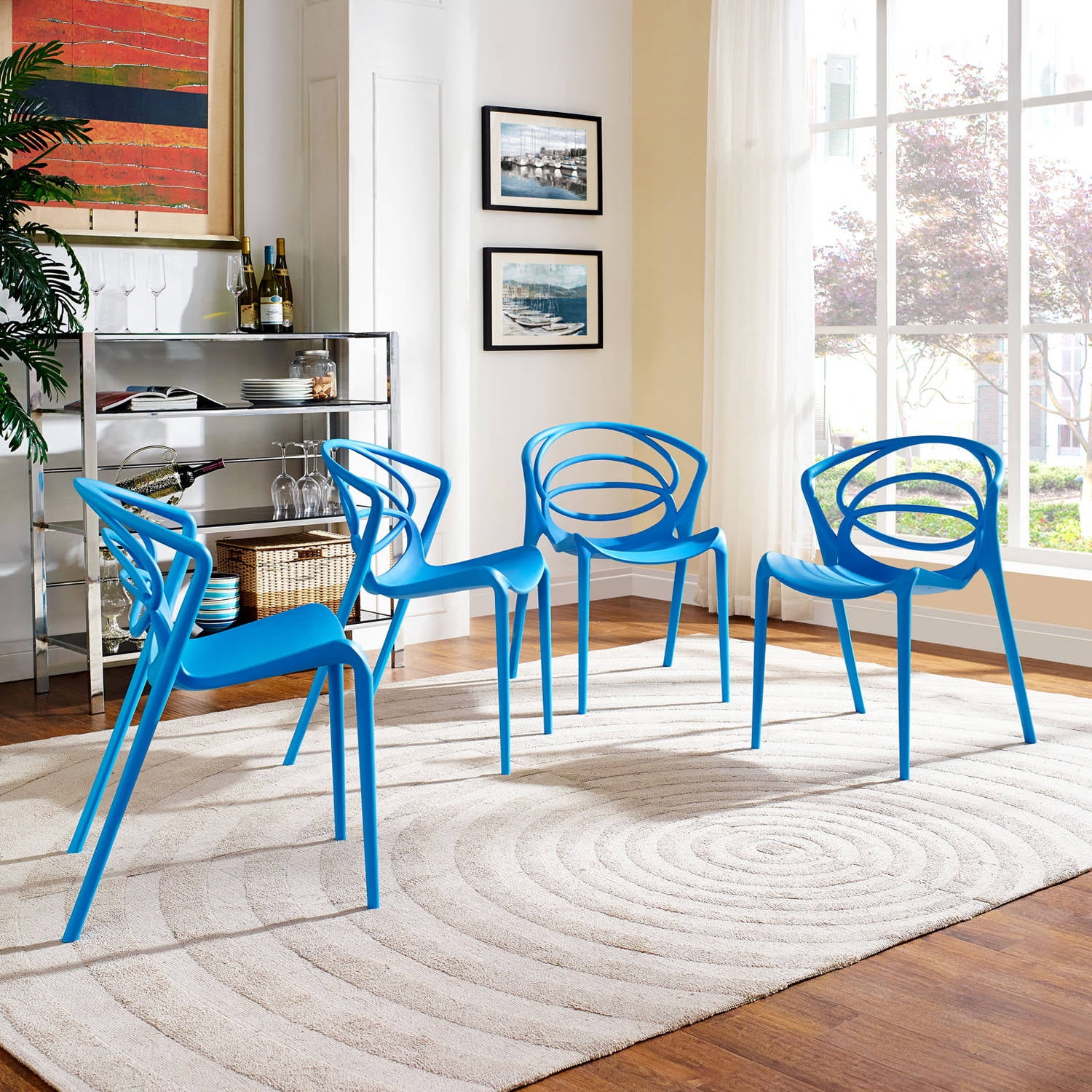 Modway Locus Stackable Dining Side Chair, Set of 4, Multiple Colors ...