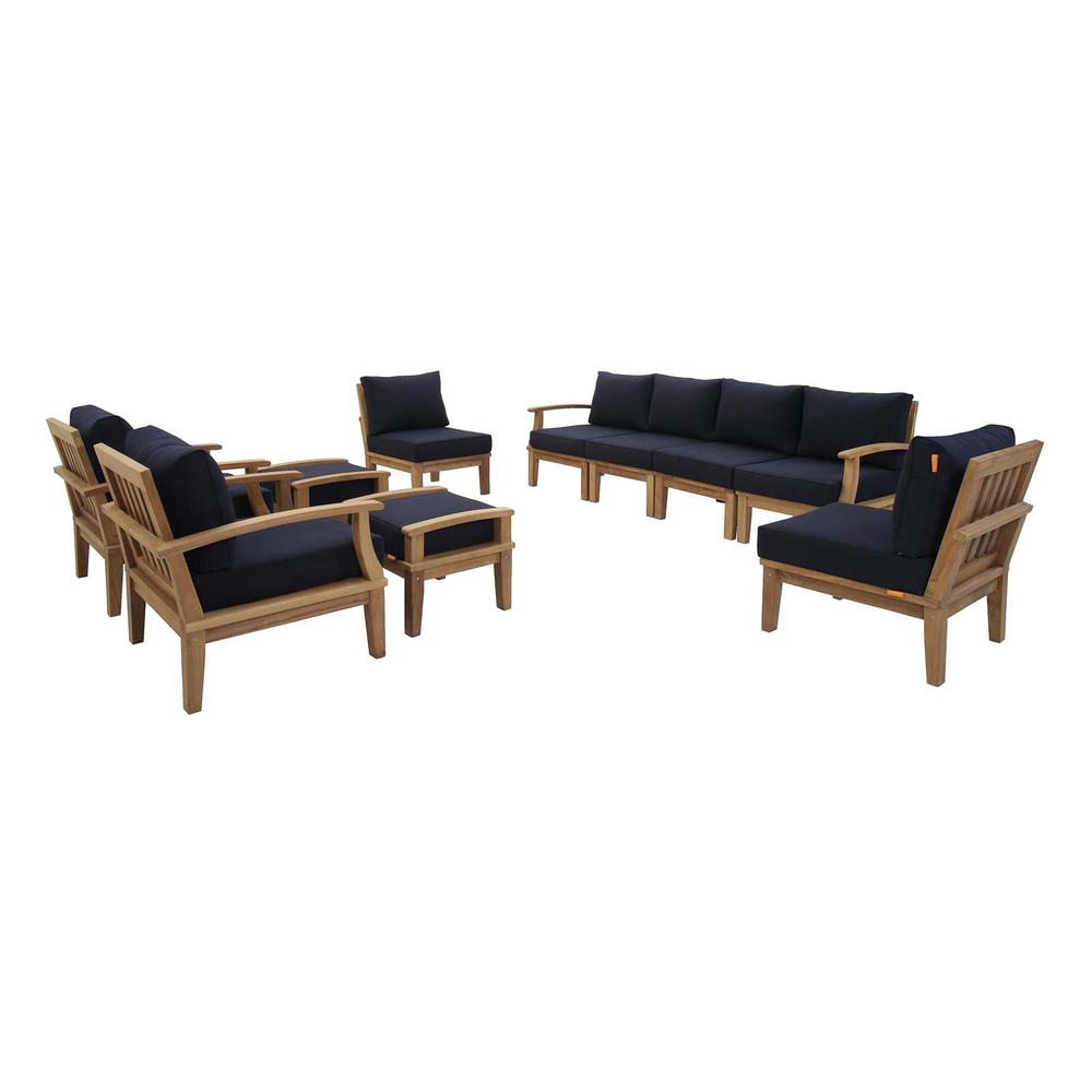 Modway Marina 10pc Outdoor Patio Teak Set for Office Patios - Walmart ...