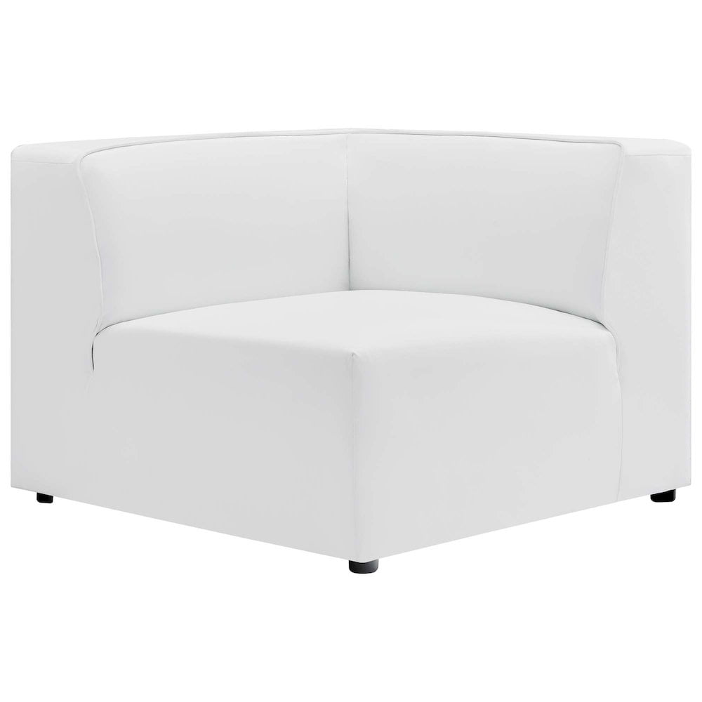 Modway Mingle Modern Faux Leather Corner Chair in White Finish ...