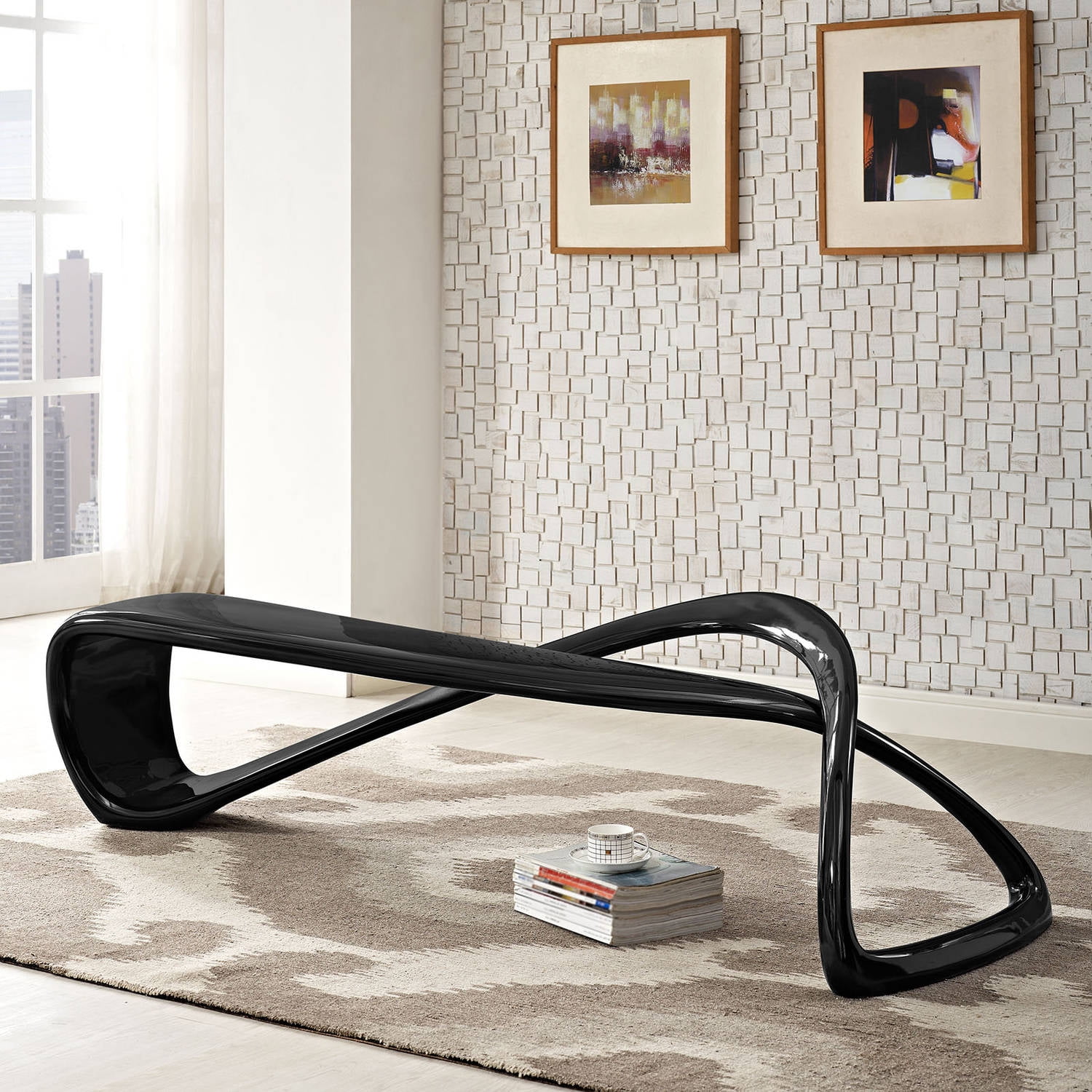 Modway Mobius Modern Contemporary Statement Bench, Multiple Colors ...