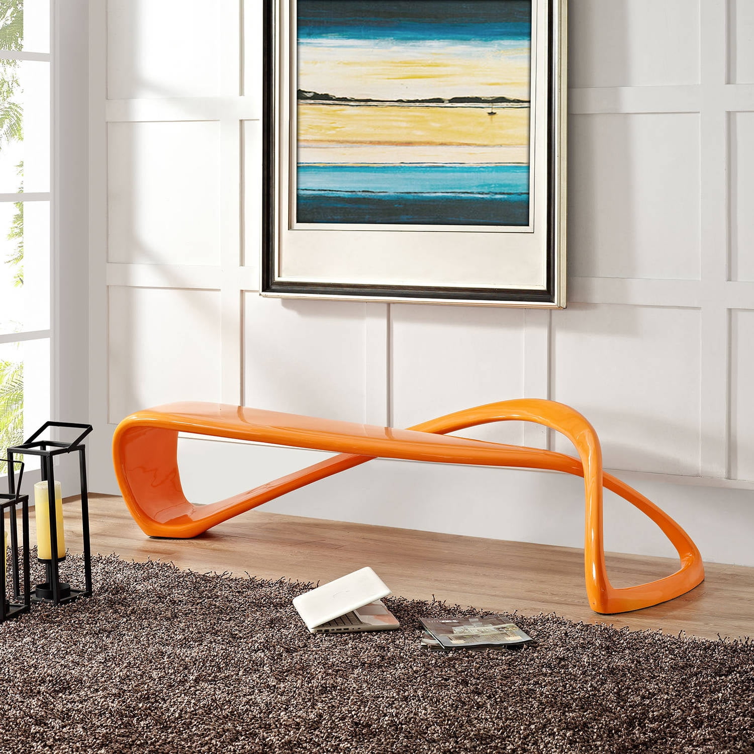Modway Mobius Modern Contemporary Statement Bench, Multiple Colors ...