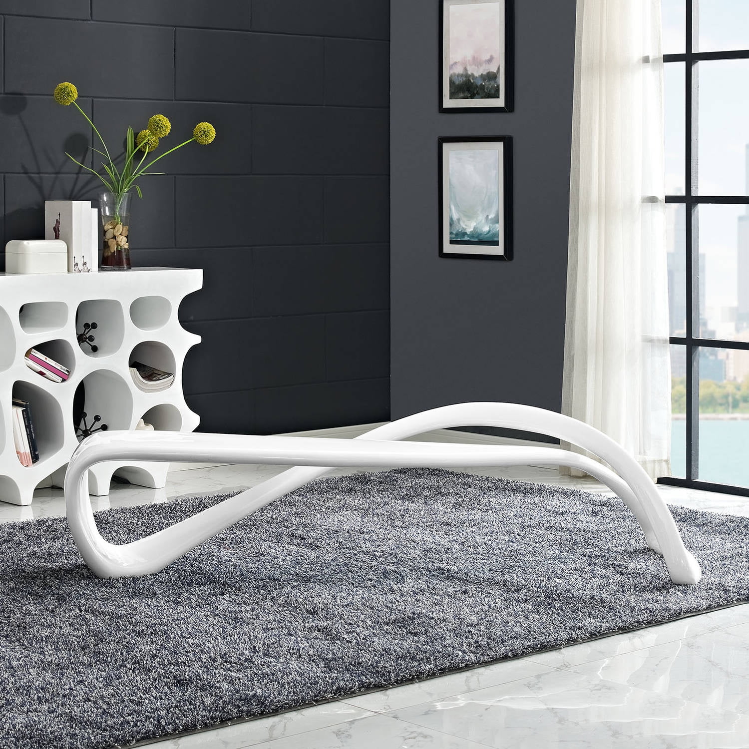 Modway Mobius Modern Contemporary Statement Bench, Multiple Colors ...