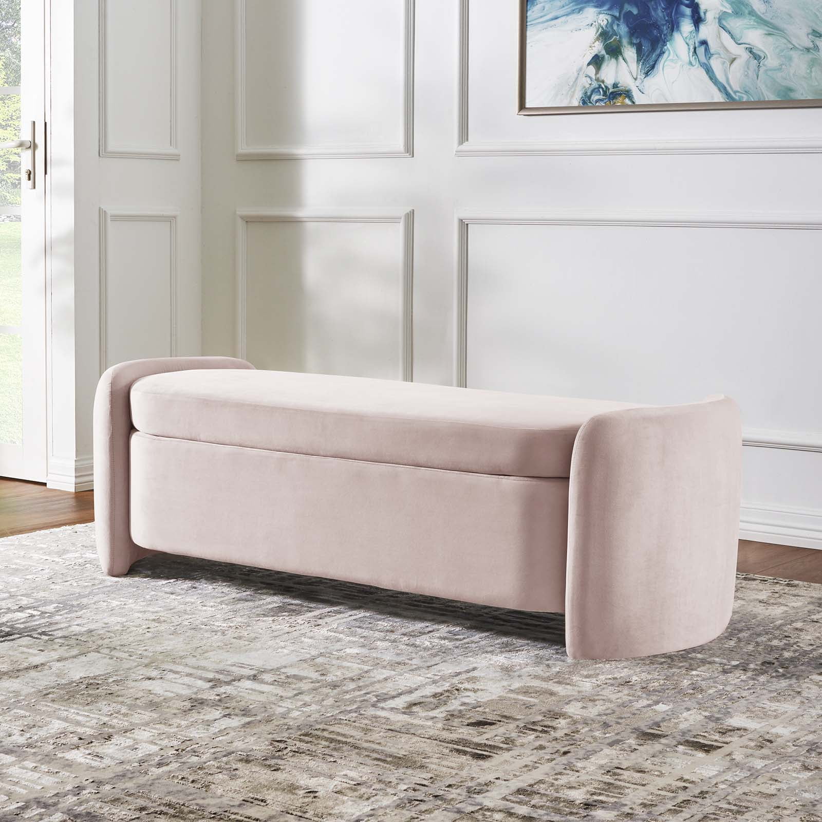 Modway Nebula Upholstered Performance Velvet Bench in Pink - Walmart.com