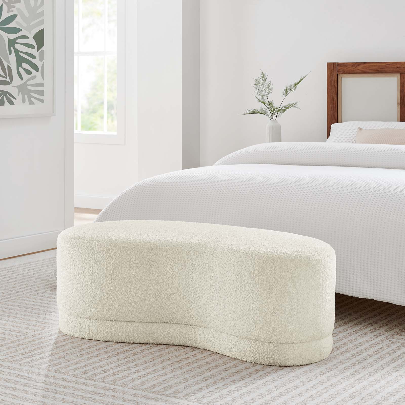 Nimbus 48" Upholstered Ottoman Bench in Cream - Walmart.com