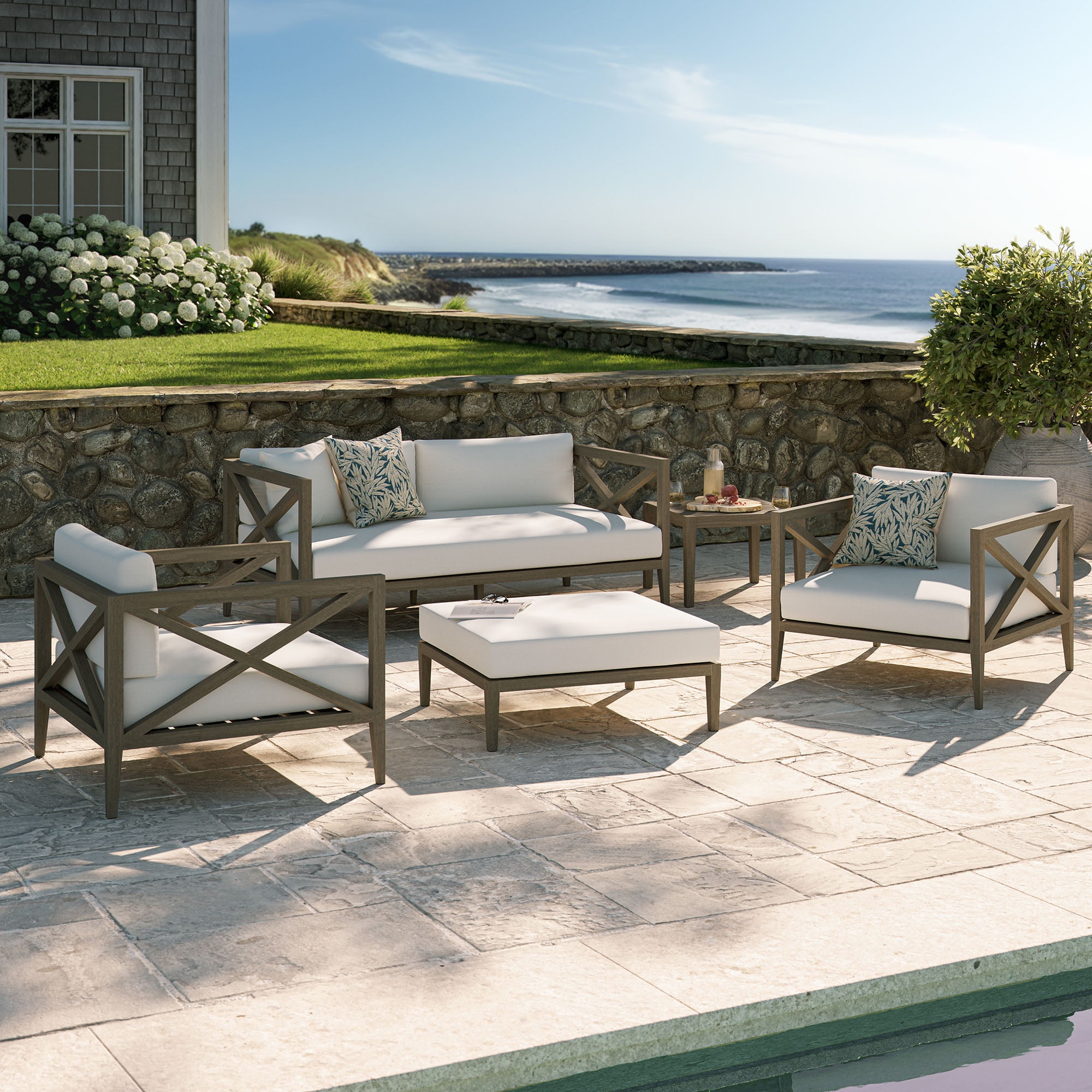 Modway Northlake 5-Piece Outdoor Patio Teak Wood Furniture Set in ...