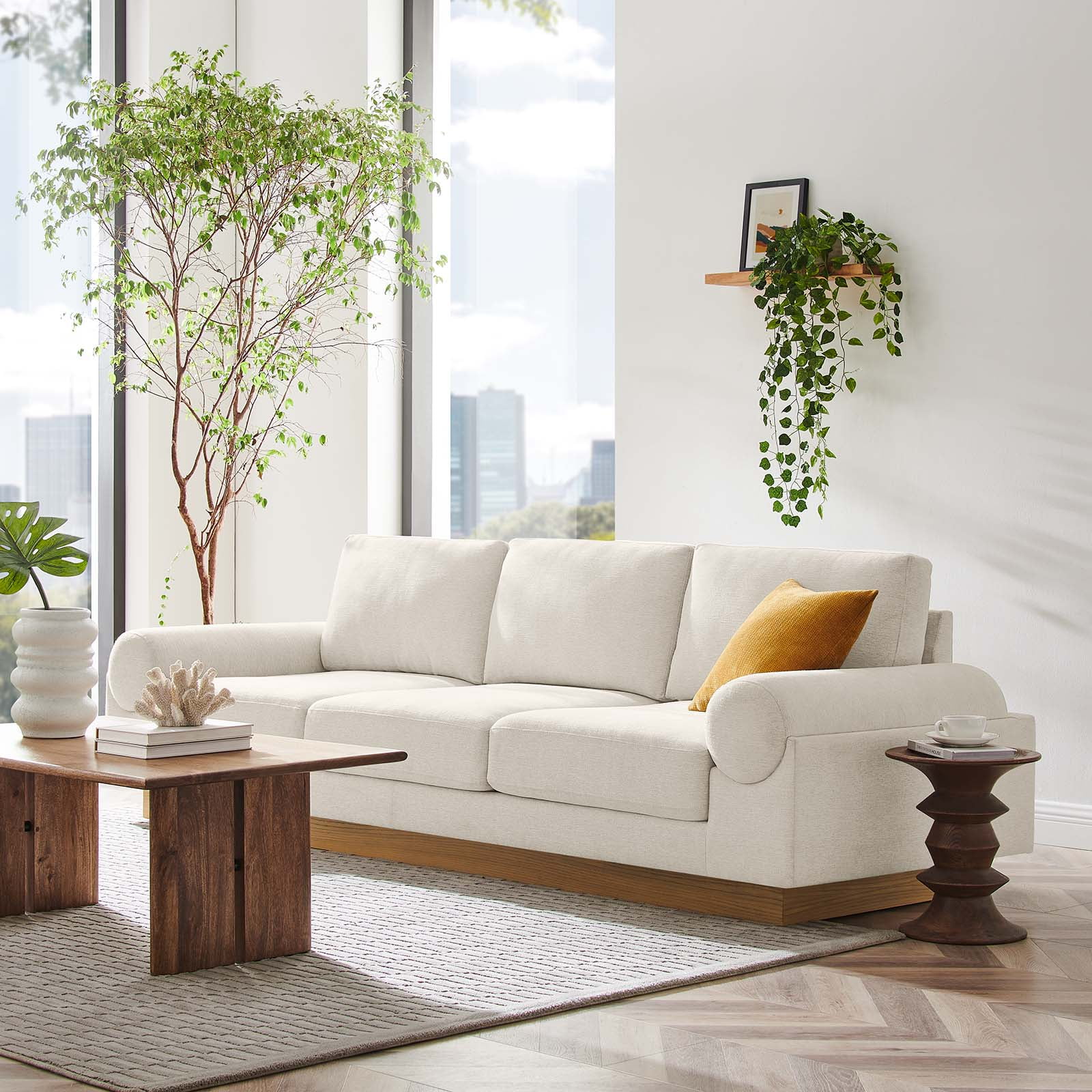Modway Oasis Upholstered Fabric Sofa in Ivory - Walmart.com