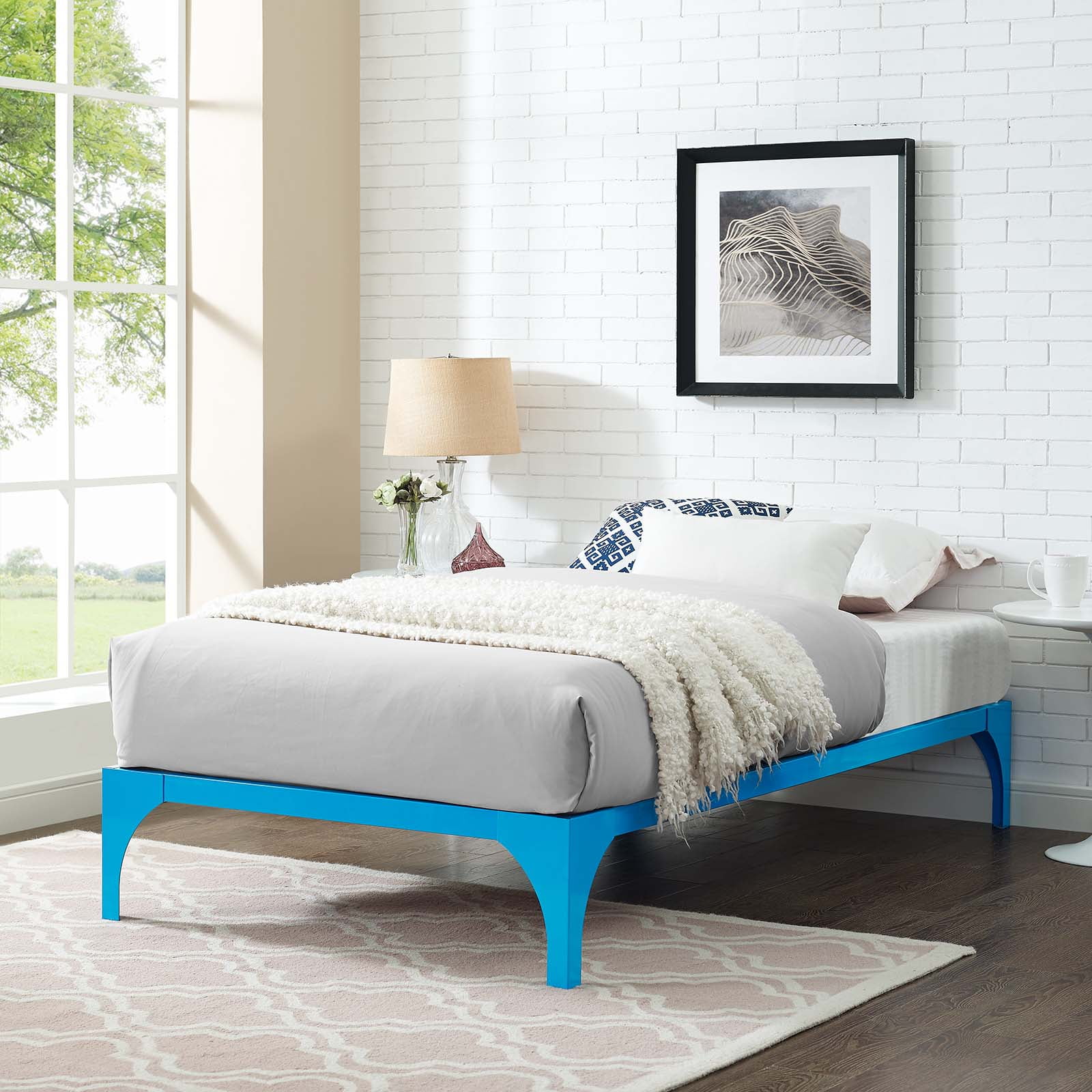 Modway Ollie Twin Bed Frame in Light Blue - Walmart.com