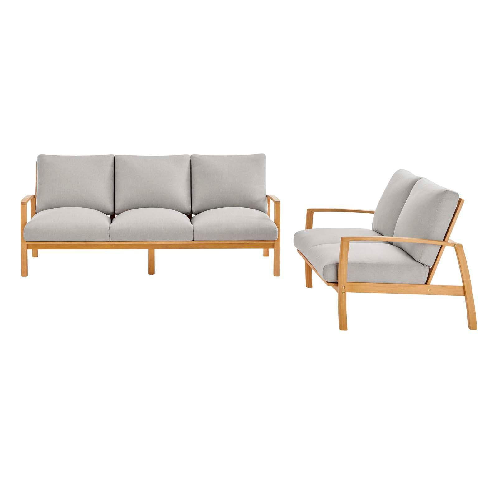 Modway Orlean Patio Eucalyptus Wood Sofa and Loveseat Set EEI-3990-NAT ...