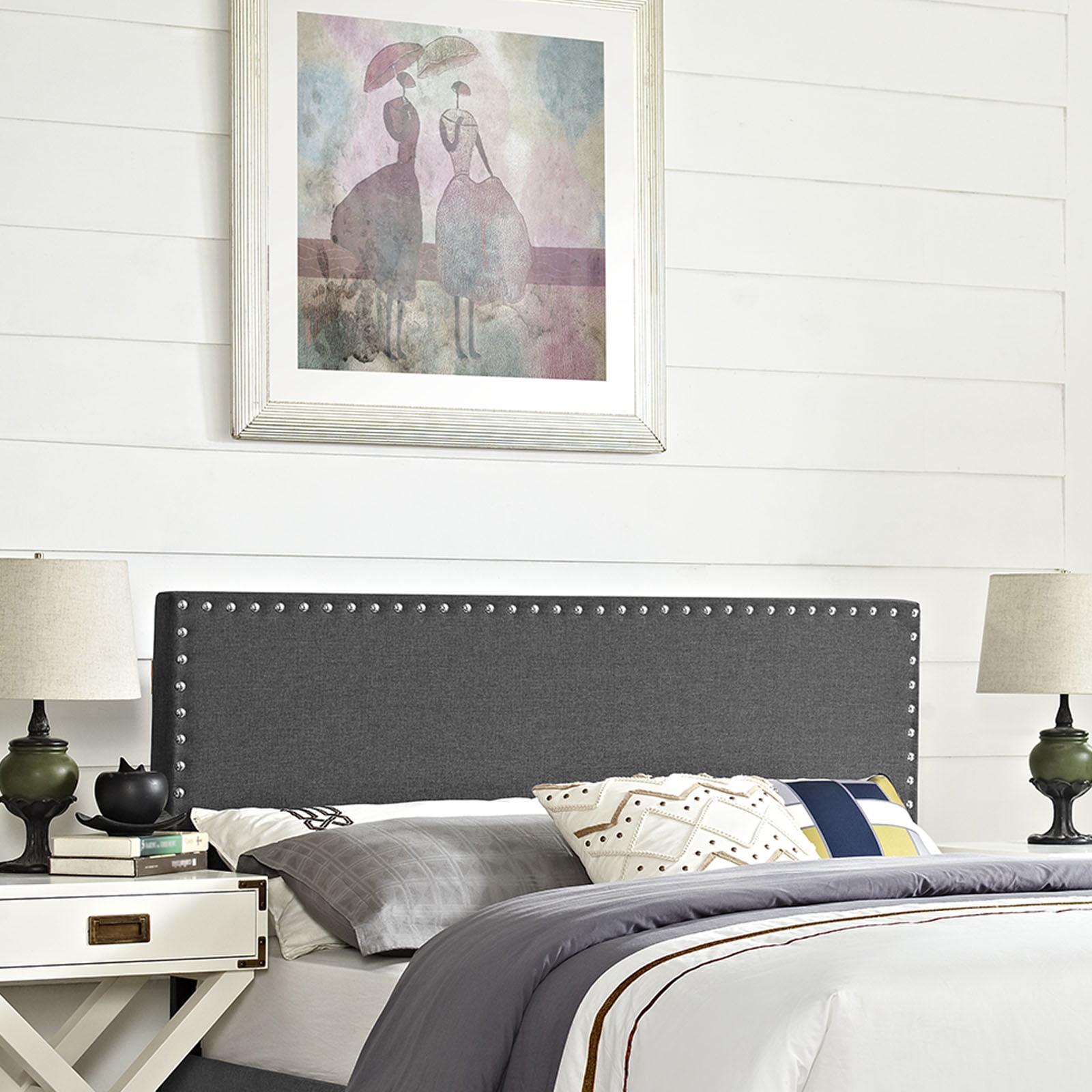 Modway Phoebe Nail Button Accent Headboard, Multiple Sizes and Colors ...
