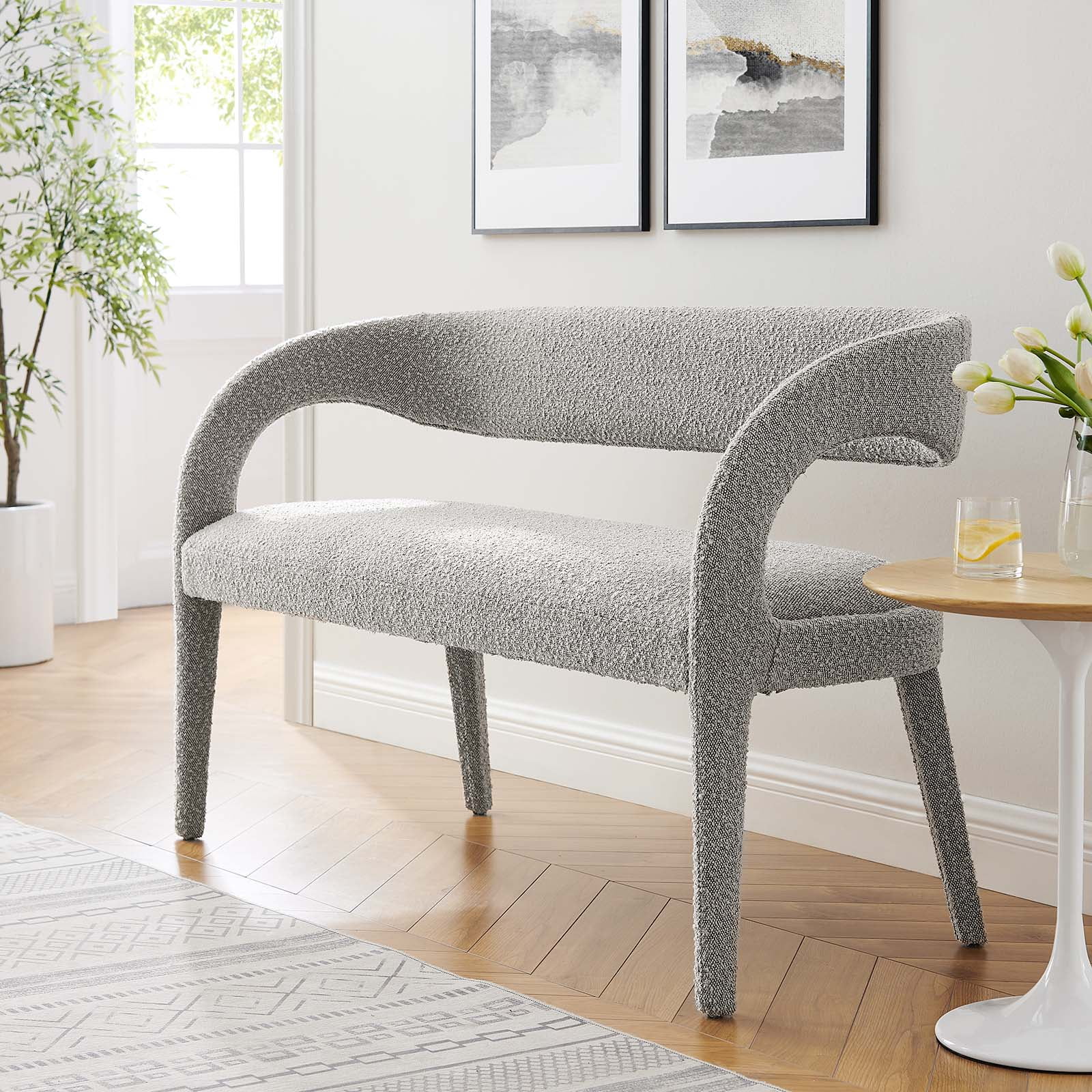 Modway Pinnacle Boucle Fabric Accent Bench in Taupe - Walmart.com