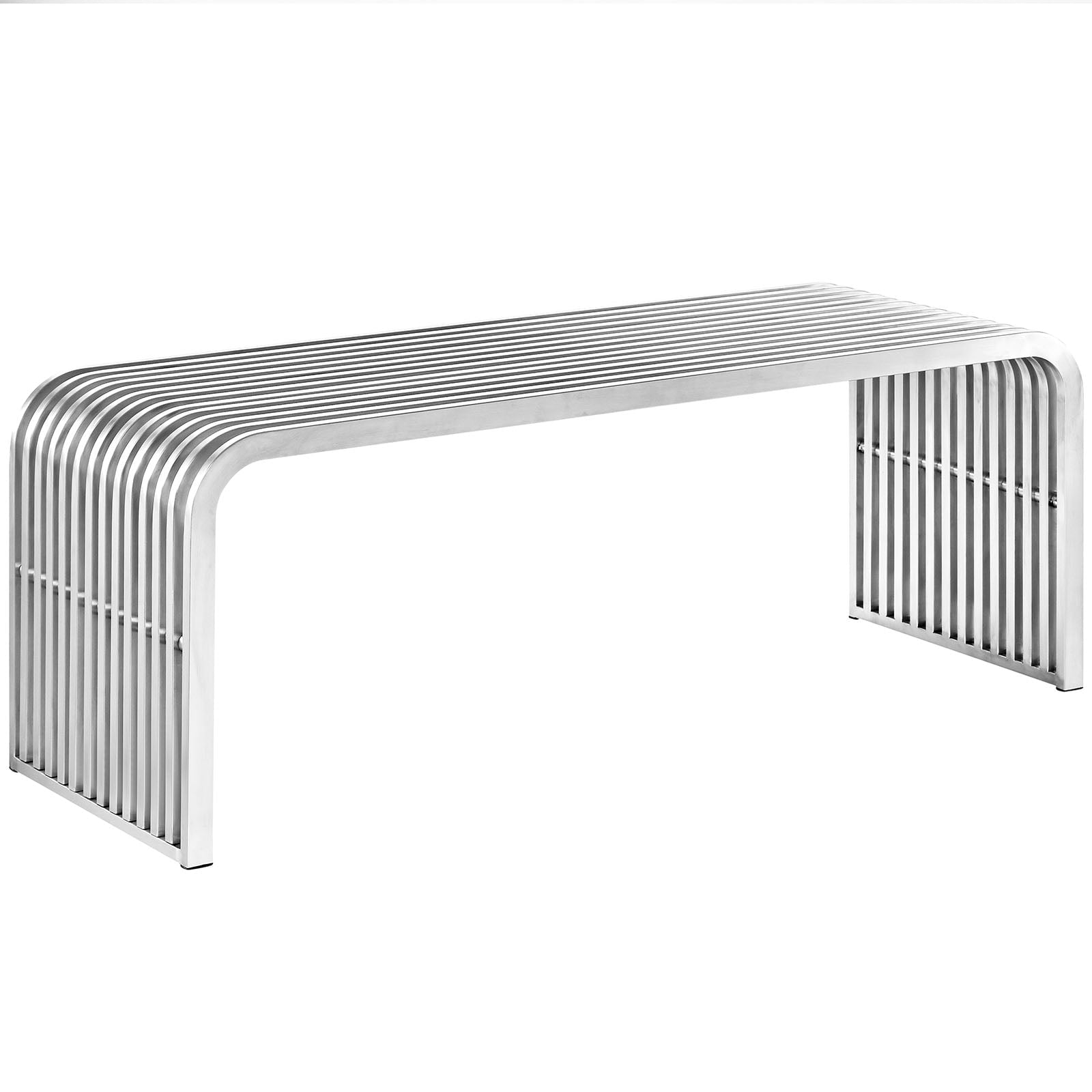 Modway Pipe 47" Modern Style Stainless Steel Bench in Silver - Walmart.com