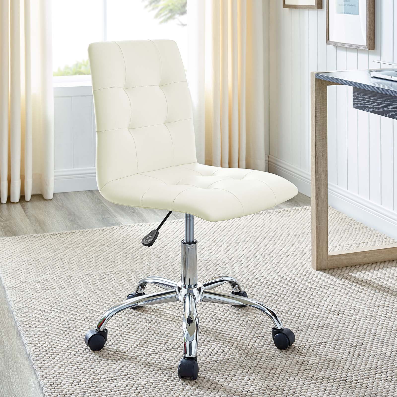 Modway Prim Modern Tufted Faux Leather Armless Mid Back Rolling Office ...