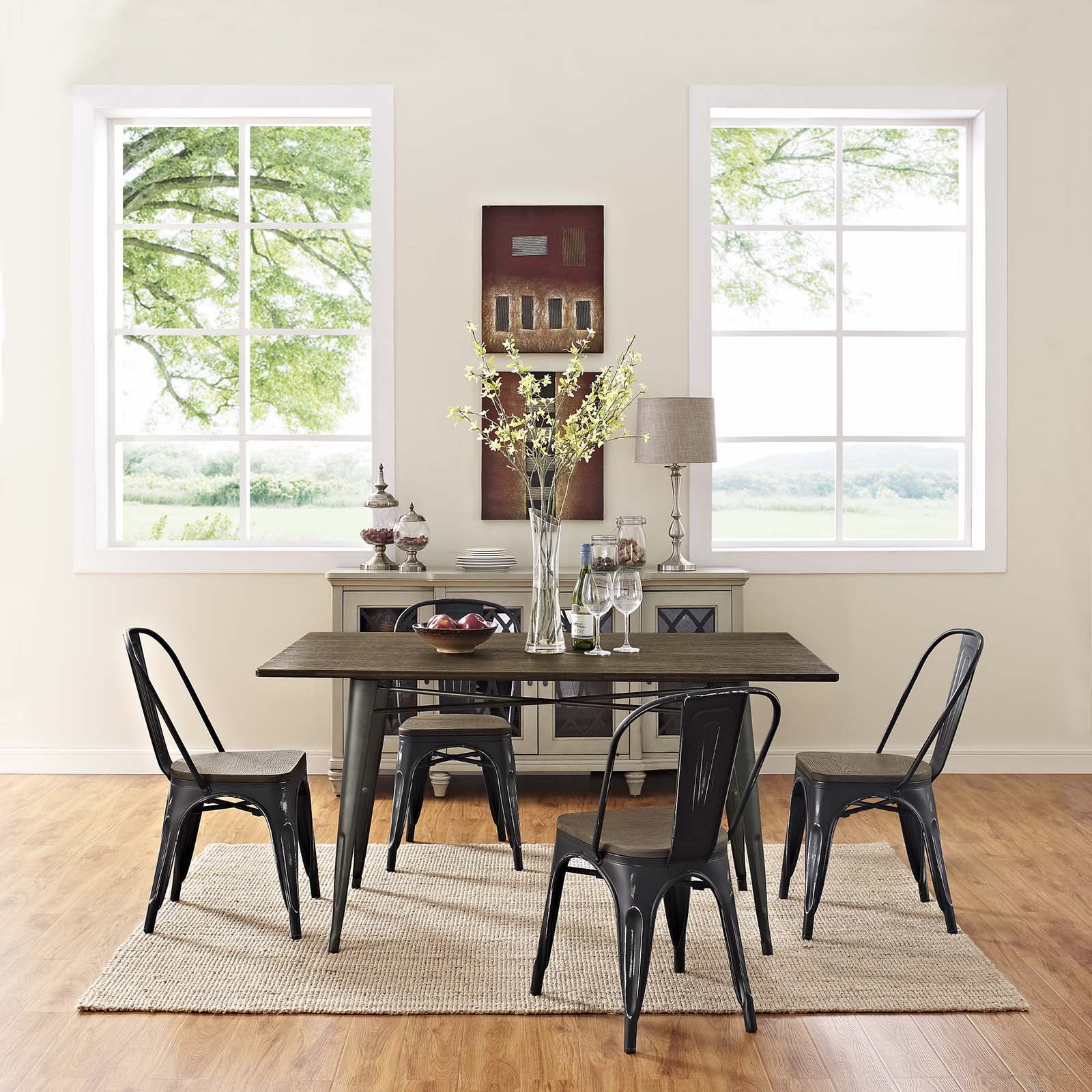 Modway Promenade Bamboo Dining Side Chair, Set of 4, Multiple Colors ...