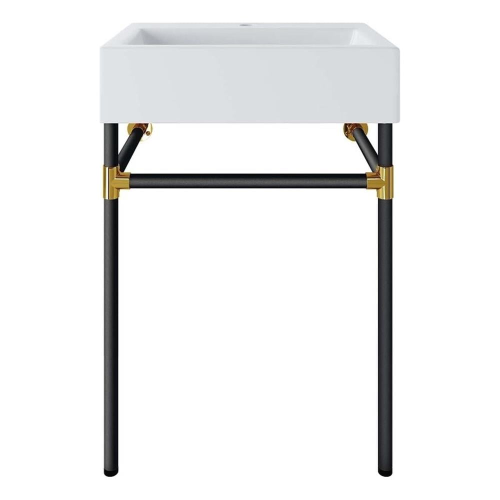 Modway Redeem 24" Wall-Mount Stainless Steel Bathroom Vanity in Black ...