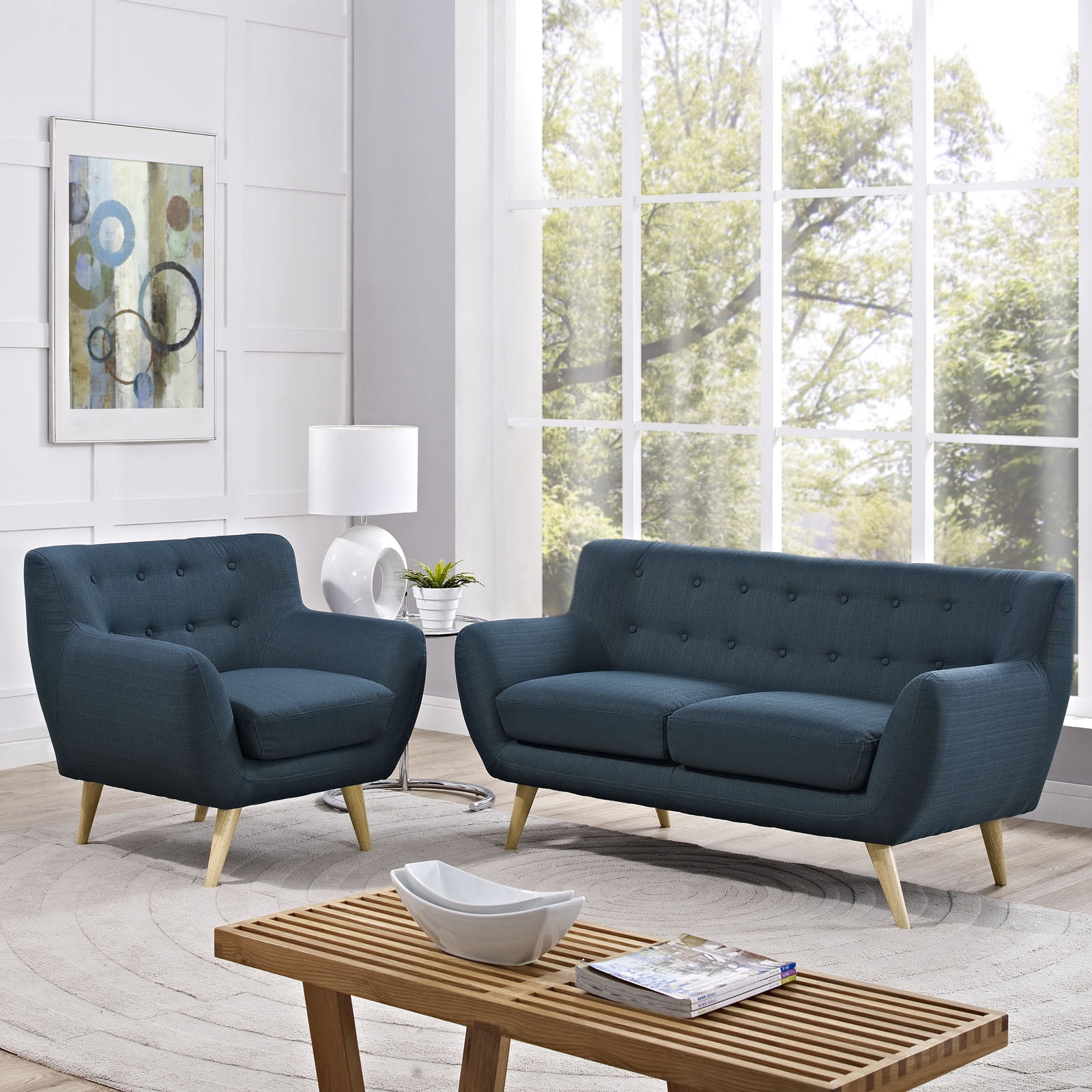 Modway Remark 2 Piece Living Room Set in Azure - Walmart.com