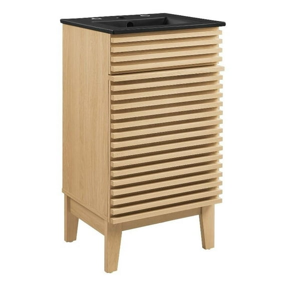 Modway Render 17.5" Particleboard and Laminate Bathroom Vanity in Oak ...