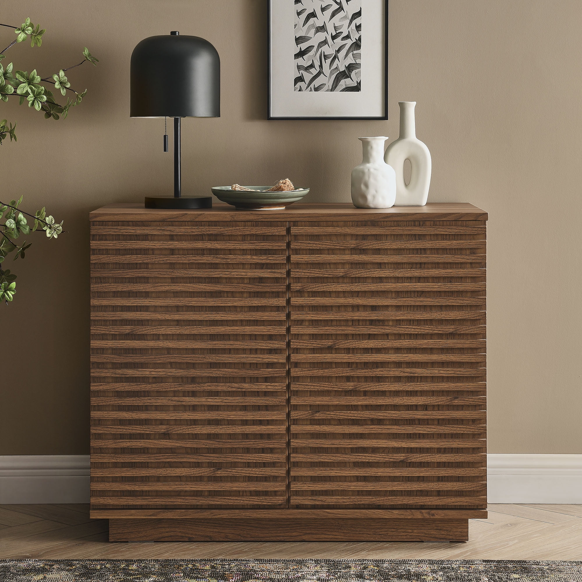 Render 2-Door Fluted Accent Cabinet in Walnut - Walmart.com