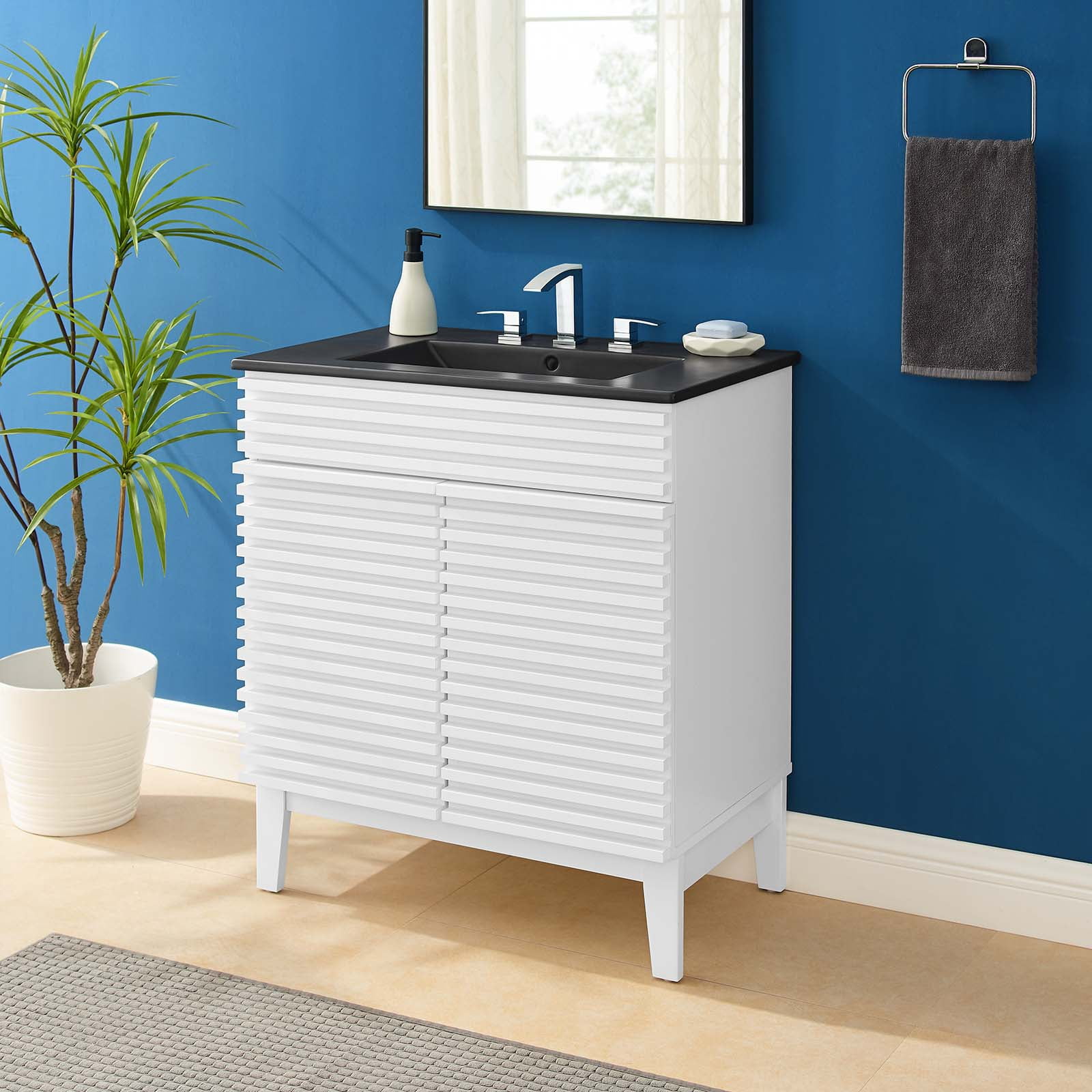 Modway Render 30" Bathroom Vanity in White Black - Walmart.com