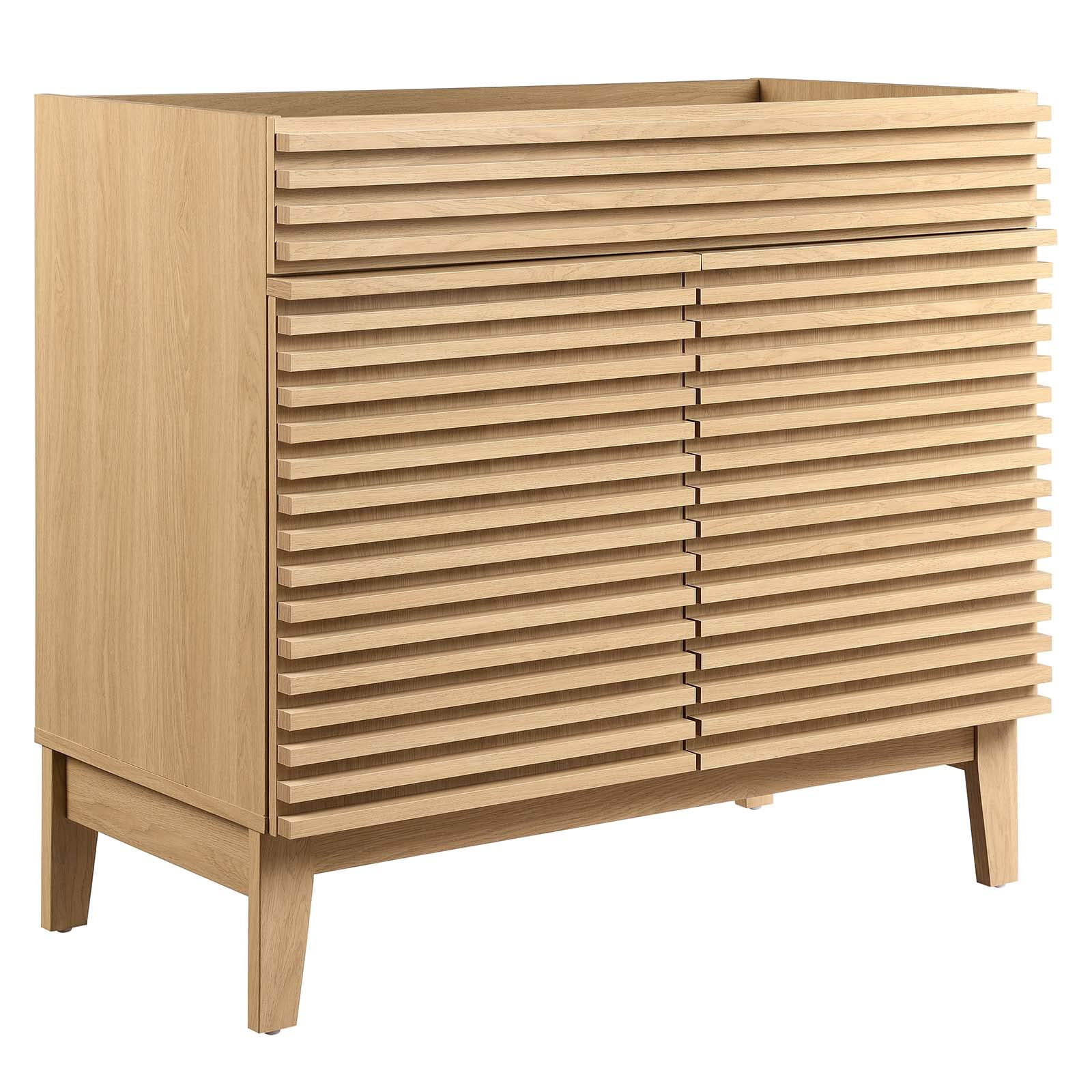 "Modway Render 36"" Mid-Century Modern MDF & Particleboard Oak Vanity ...