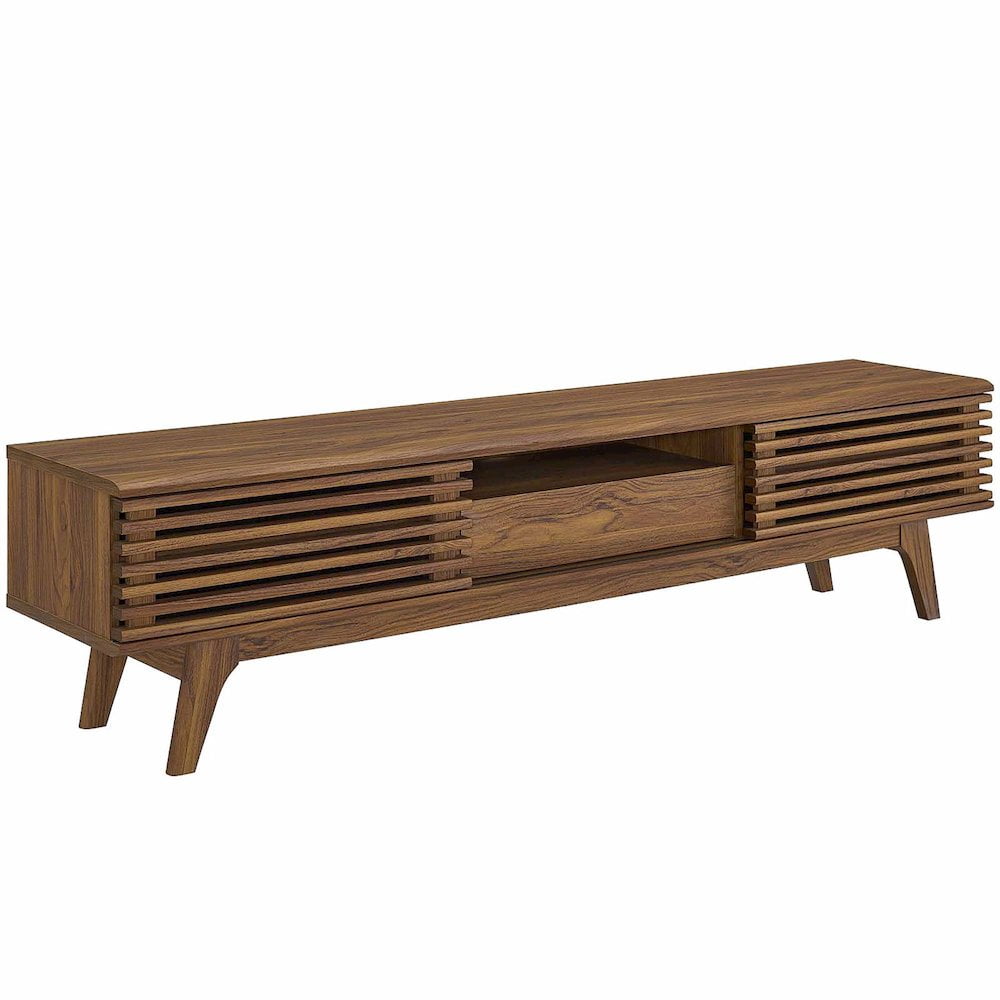 "Modway Render 70"" Mid-Century Modern Wood TV Stand, Walnut Finish ...