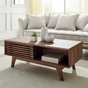 Modway Transmit Coffee Table in Walnut White - Walmart.com
