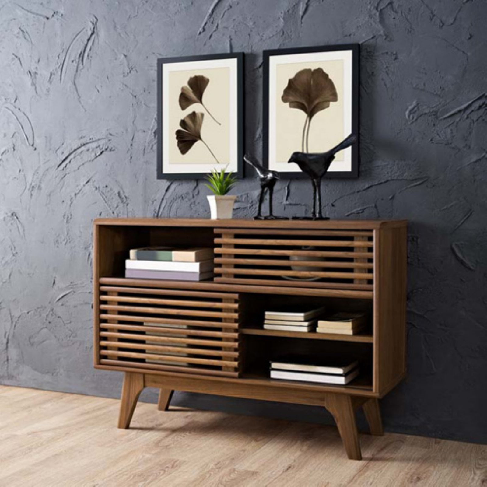 Modway Render Modern Style Particleboard Wood Display Stand in Walnut ...