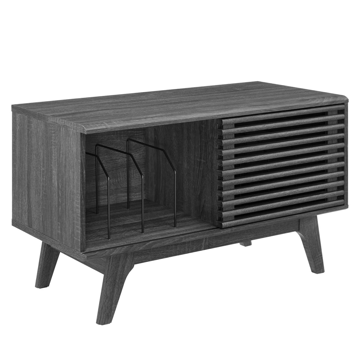 Modway Mid-Century Modern Album Storage, Render Wood & Vinyl Record ...
