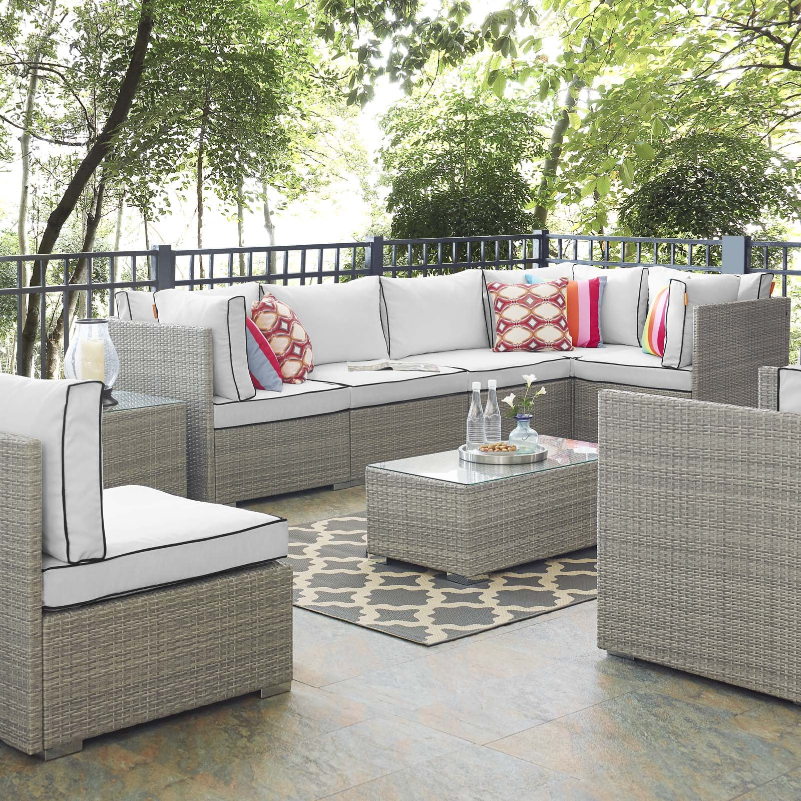 Modway Repose Outdoor Patio 7 Piece Sectional Set, Multiple Colors ...