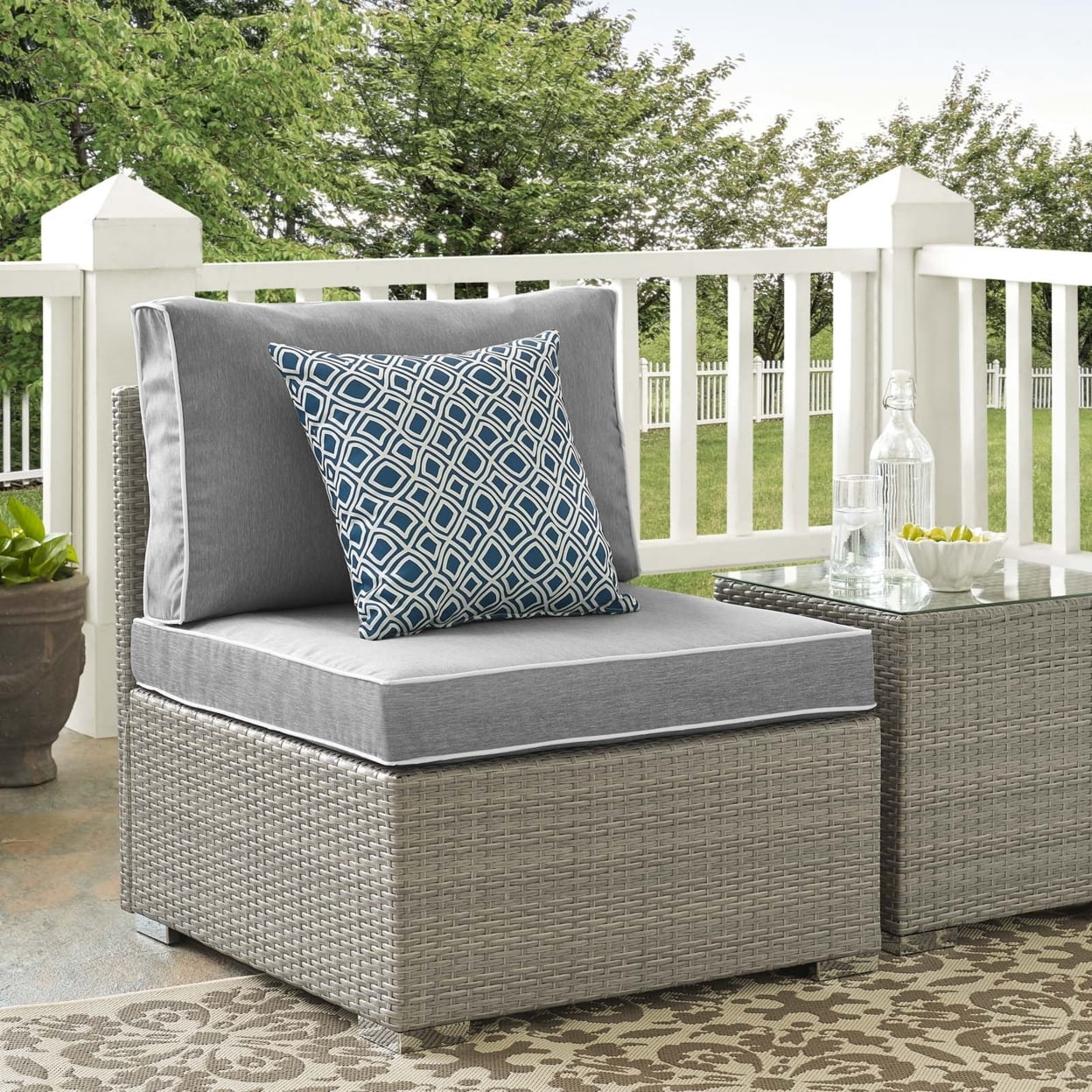 Modway Repose Outdoor Patio Armless Chair in Light Gray Gray - Walmart.com