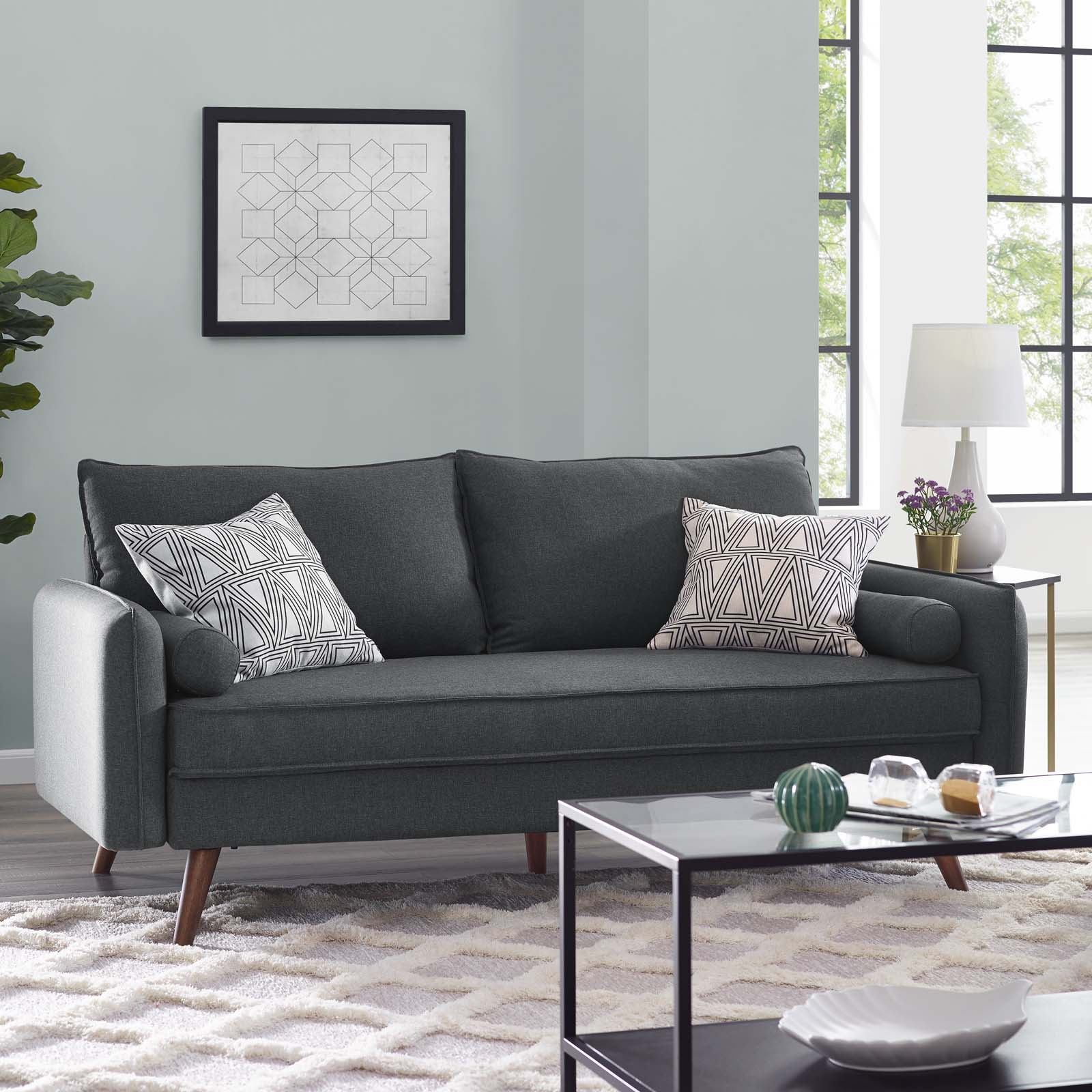 Modway Revive Upholstered Fabric Sofa in Gray - Walmart.com