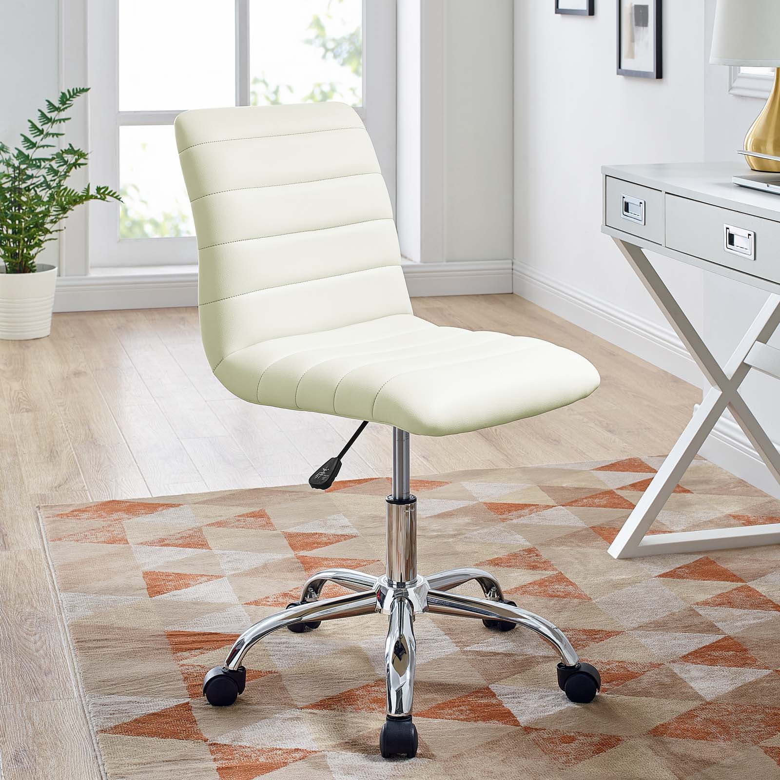 Modway Ripple Armless Mid Back Office Chair, Assembled, Vinyl, for Desk ...