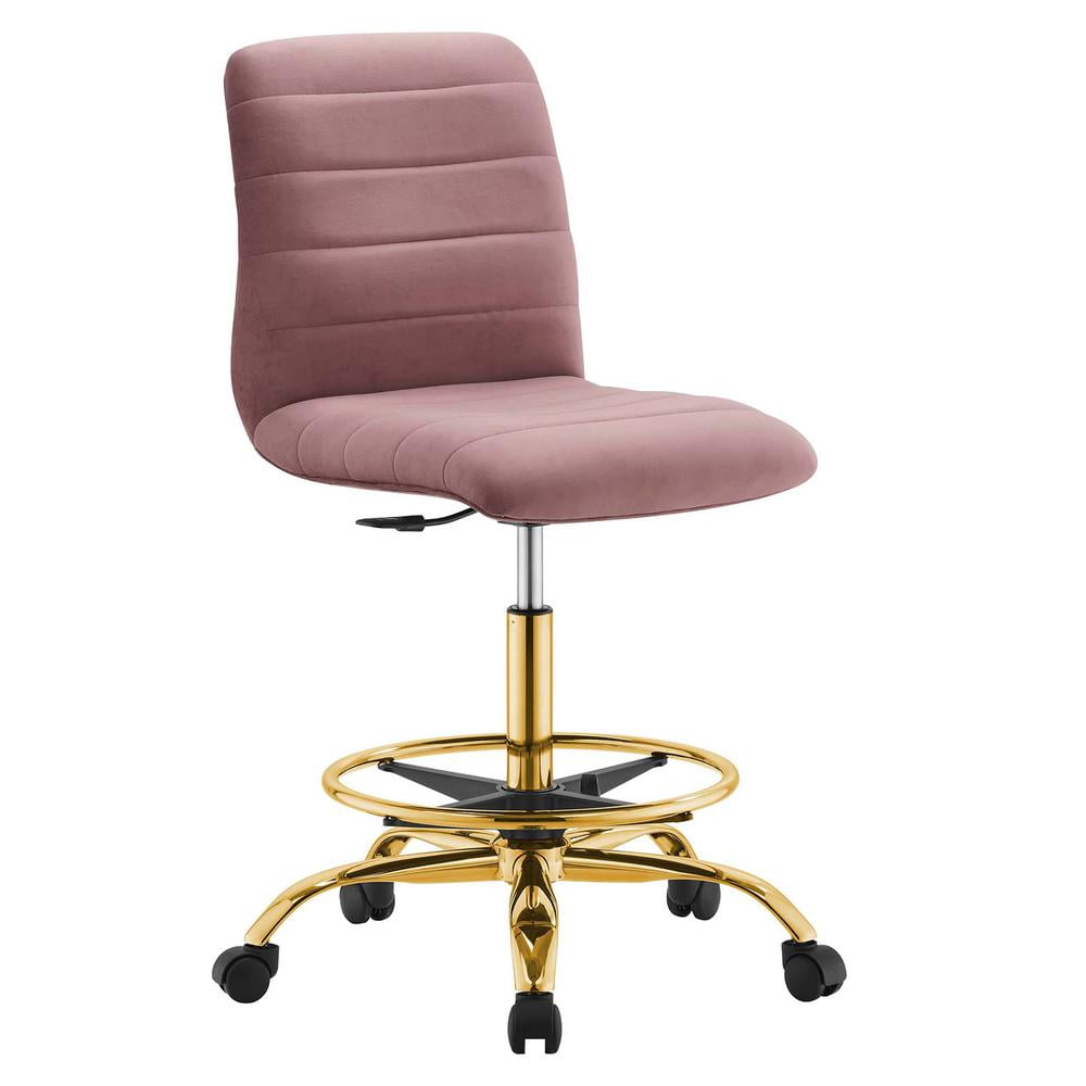 Modway Ripple Armless Performance Velvet Drafting Chair in Gold Dusty ...