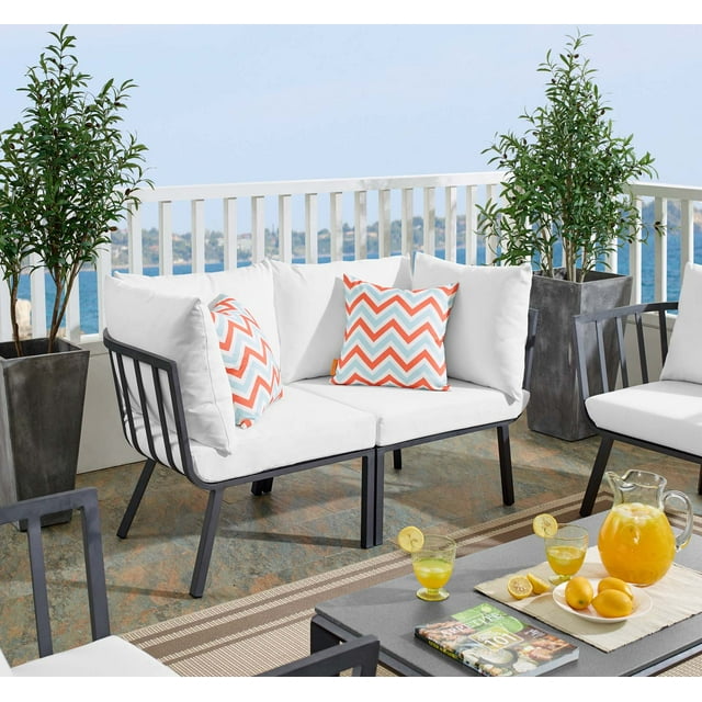 Modway Riverside 2pc Aluminum Sectional Sofa Set for Patios - Walmart ...
