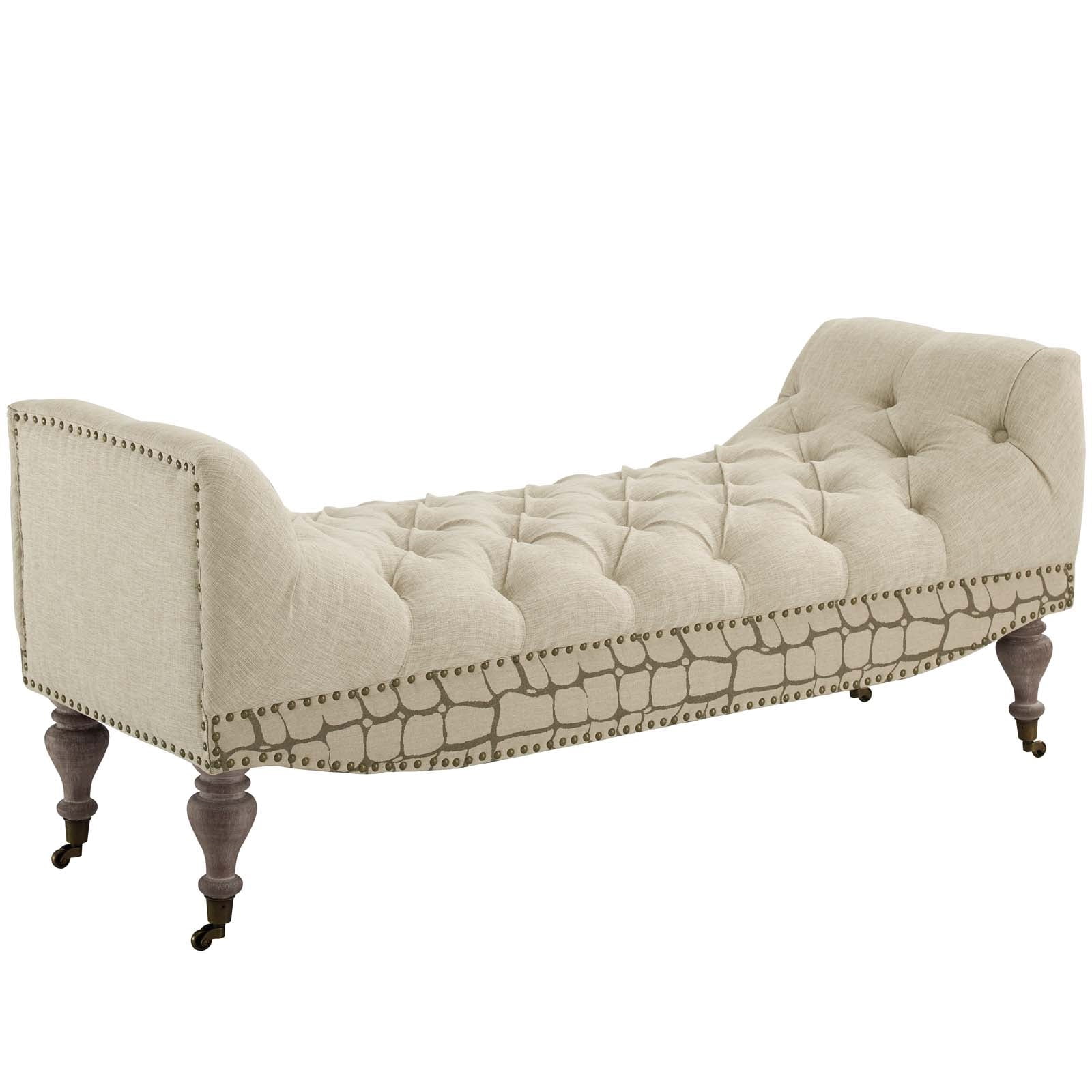Modway Roland Vintage French Upholstered Fabric Bench, Brown - Walmart.com