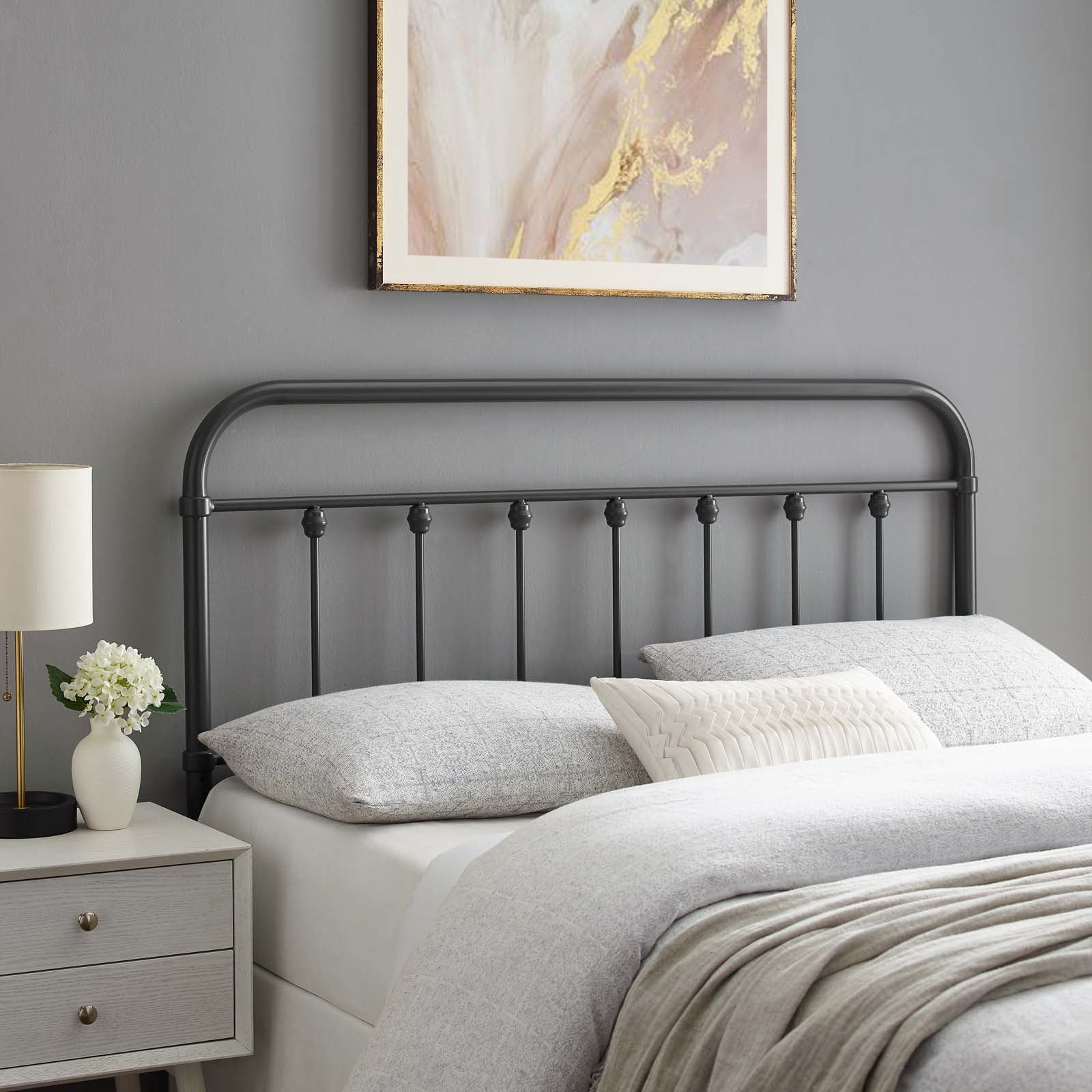 Modway Sage Full Size Modern Farmhouse Metal Headboard, Gray Finish ...