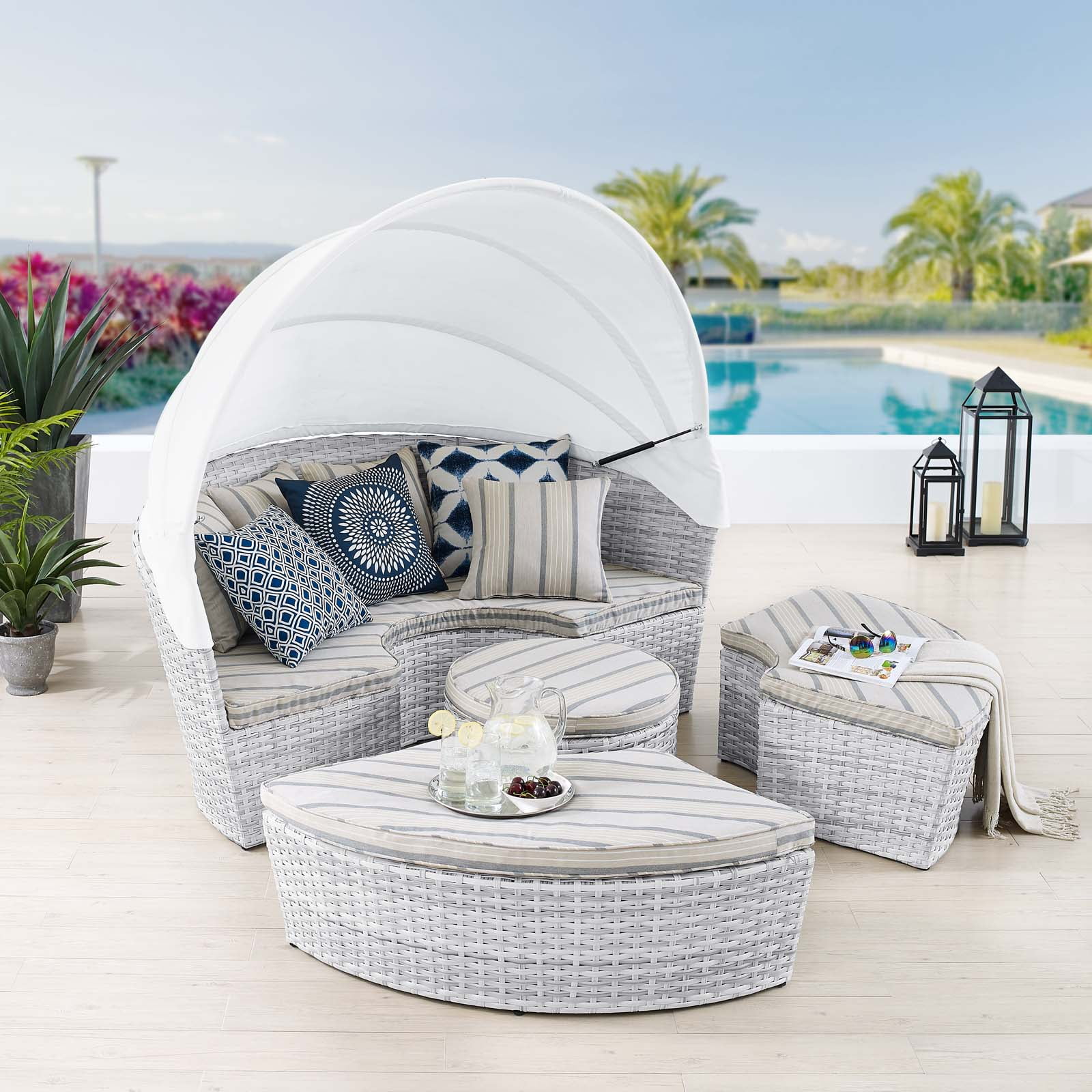 Modway Scottsdale Canopy Sunbrella® Outdoor Patio Daybed in Light Gray ...