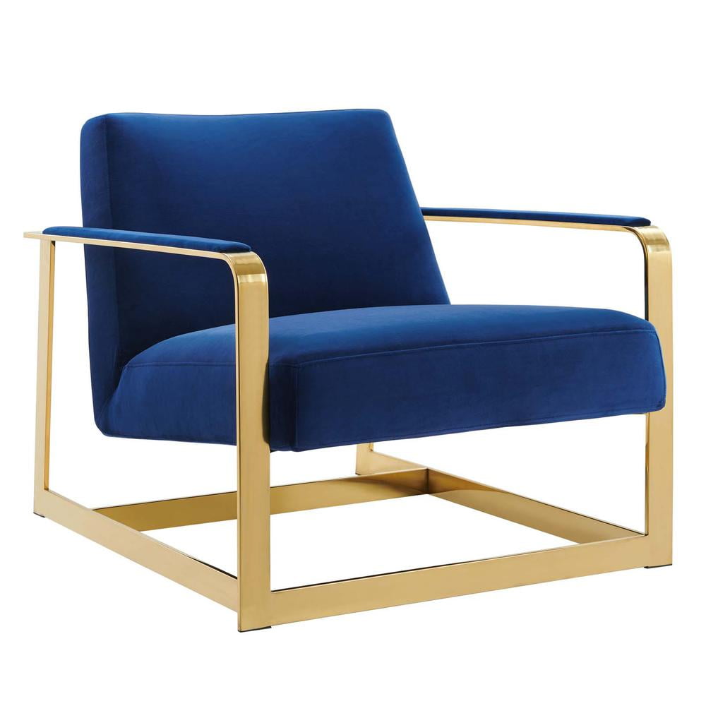 Modway Seg Performance Velvet Accent Chair in Gold Navy - Walmart.com